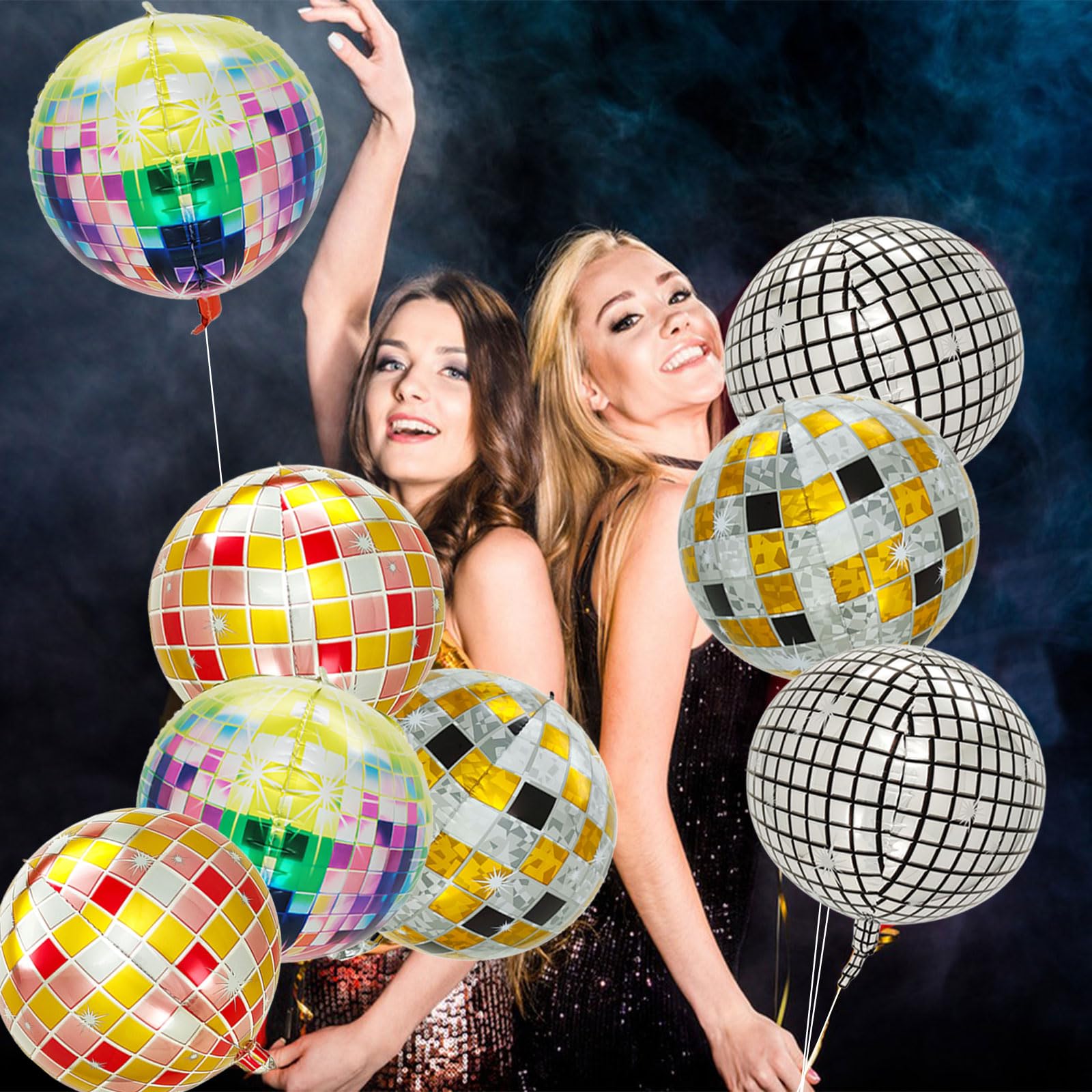 Snapklik.com : 8 Pcs Disco Balloons Disco Party Decorations 4D Sphere ...