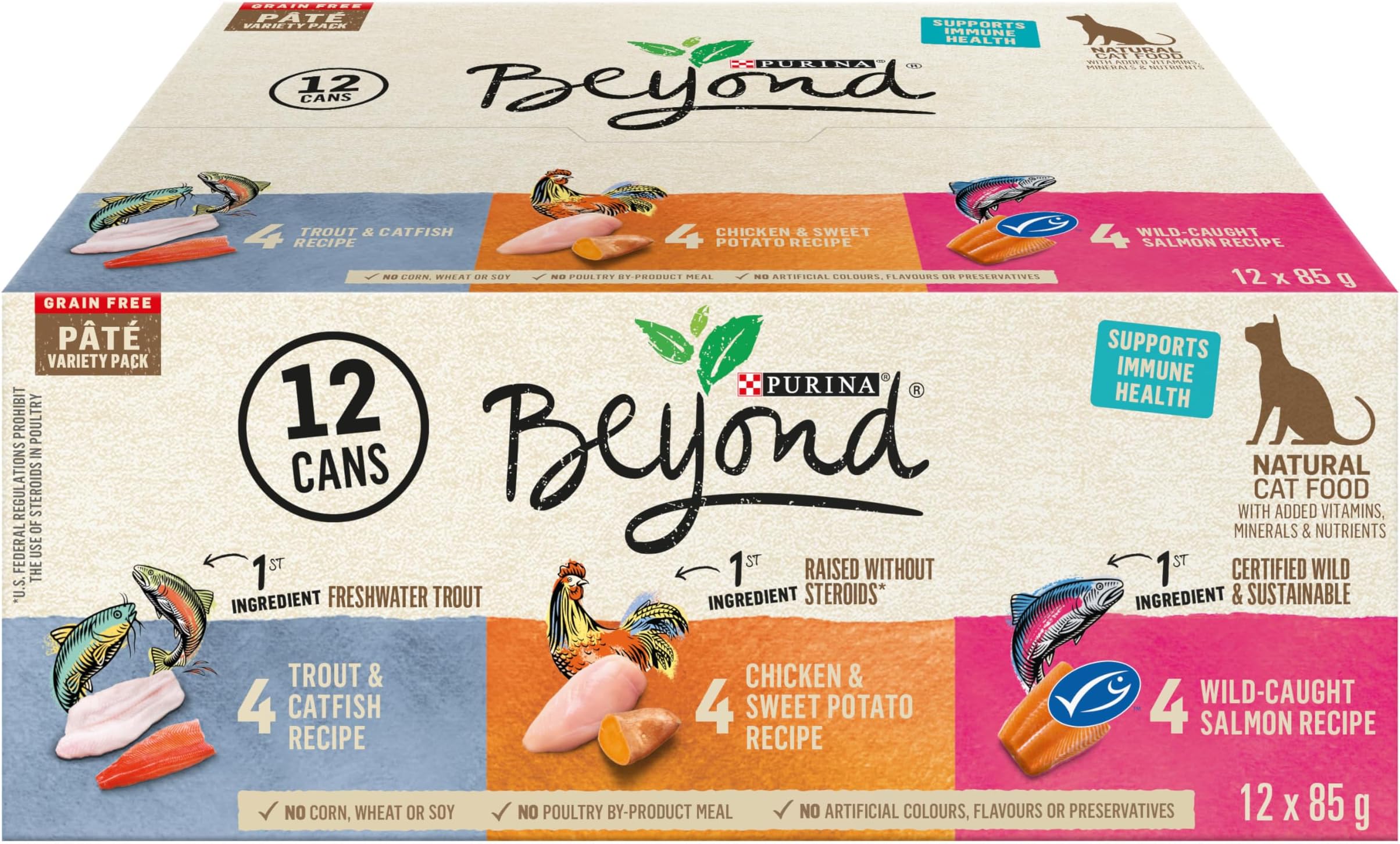 Beyond Grain Free Natural Wet Cat Food, Pate Variety Pack 3 Flavours ...