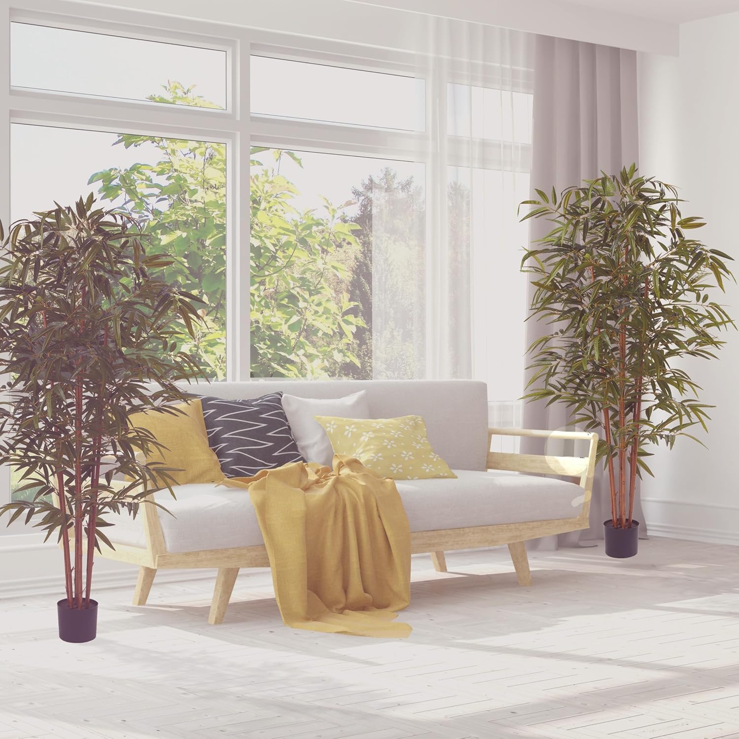 Amazon.com: Set of 2 Artificial Bamboo Trees - 6FT Fake Plants with ...