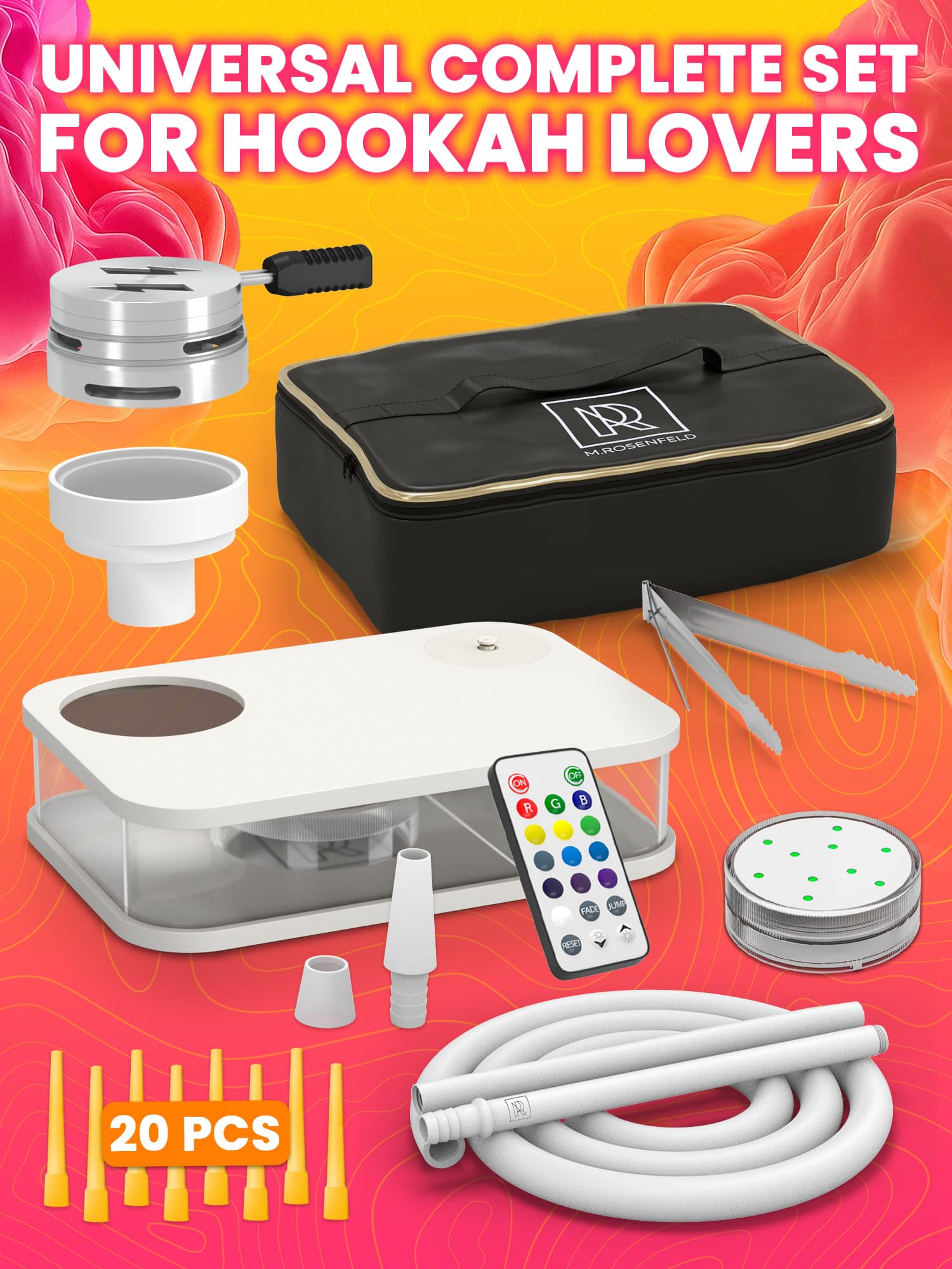 M. ROSENFELD Portable White Hookah Set With Everything And Bag ...