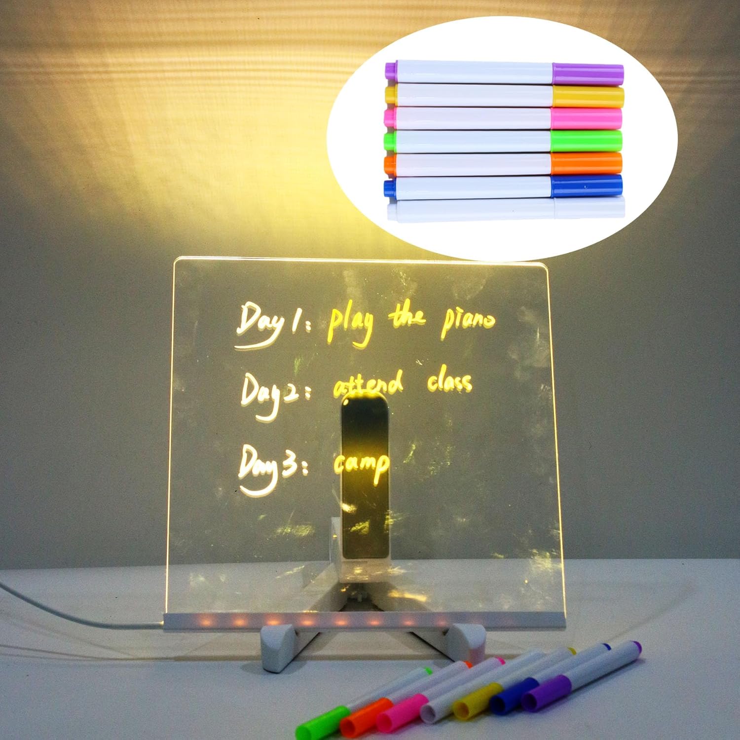 Amazon.com : TOGJUSSAE LED Note Board with Colors - Acrylic LED Writing ...
