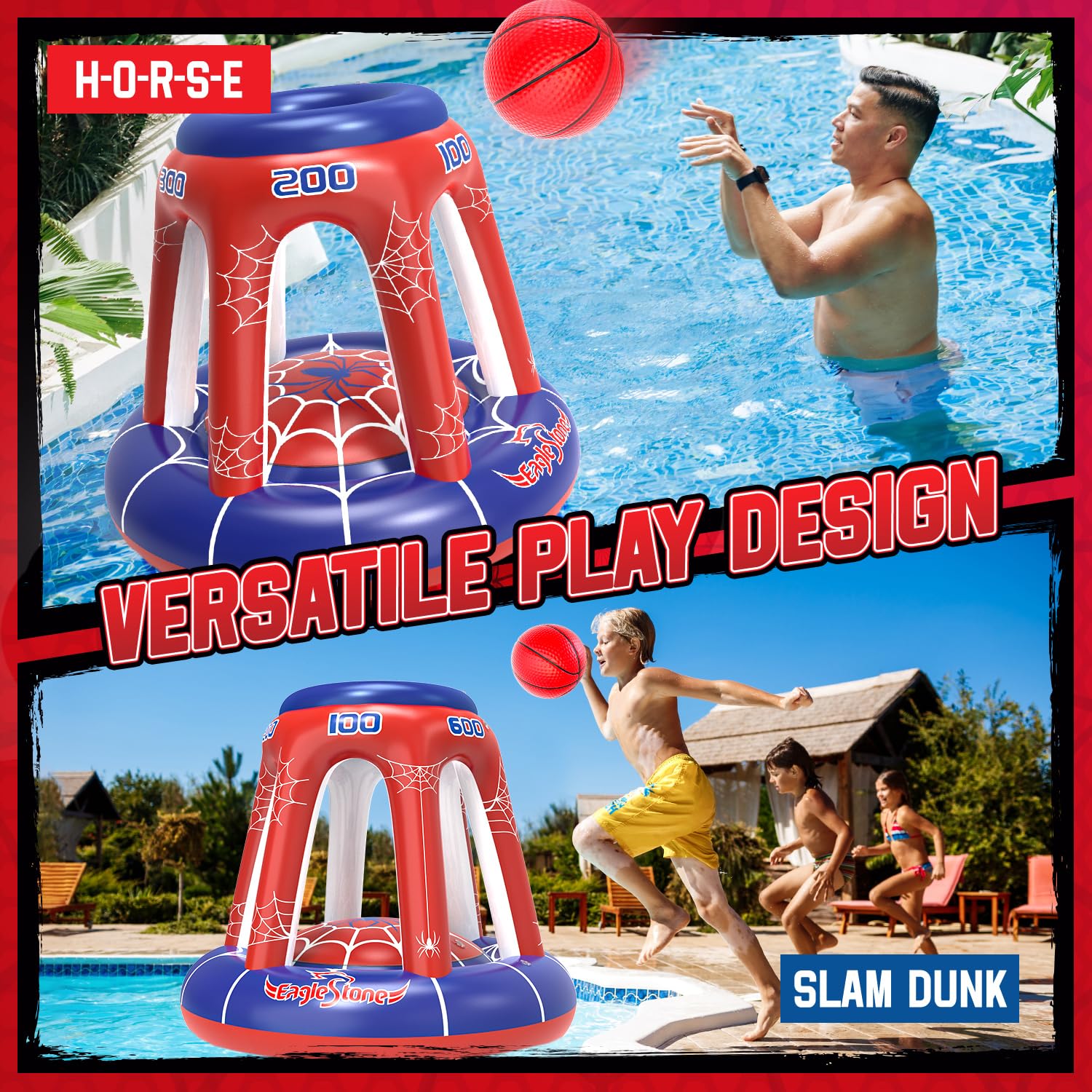 Snapklik.com : EagleStone Pool Basketball Hoop, Floating Inflatable ...