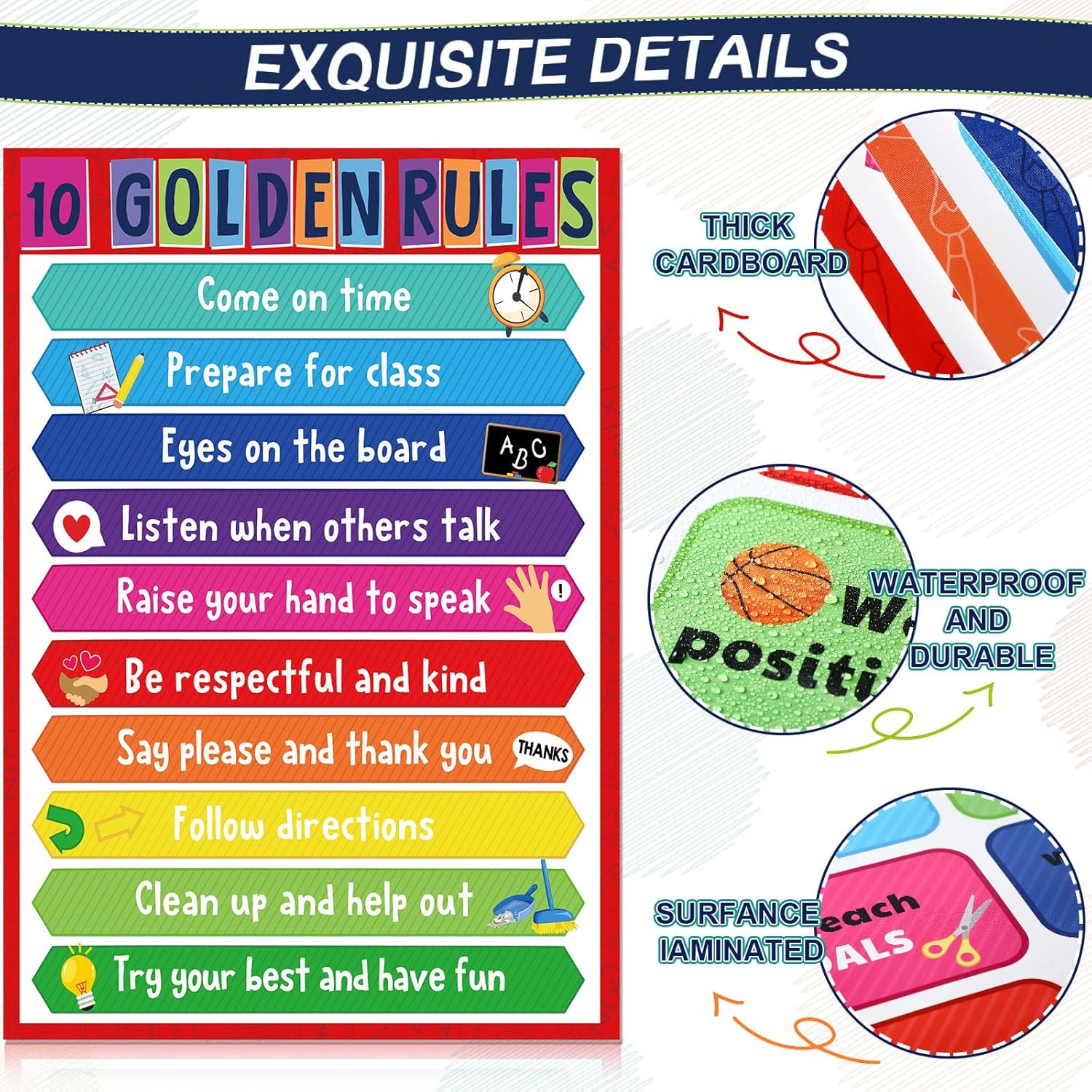 4 Paquete de reglas de aula Carteles 17 x 22 Chile | Ubuy