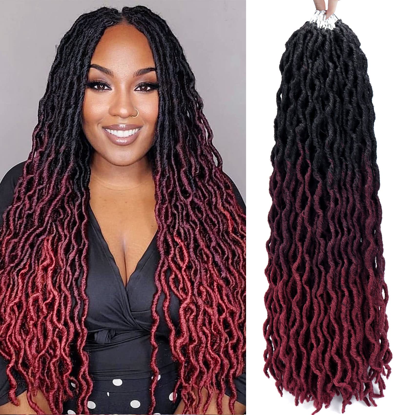 Amazon.com : Goddess Faux locs Crochet Hair 24 Inch Ombre Burgundy ...