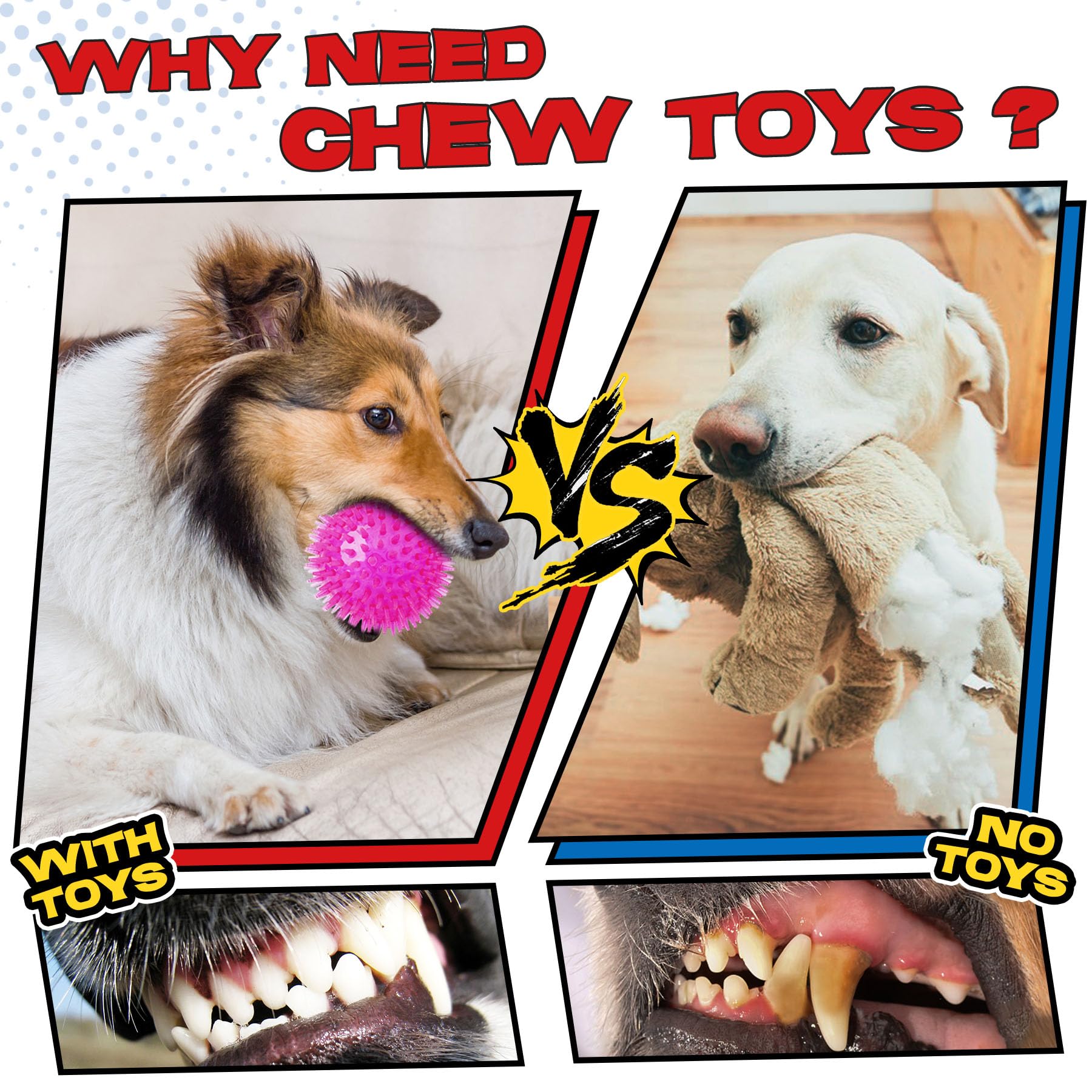 Snapklik.com : Zeaxuie 12 Pack Heavy Duty Various Dog Chew Toys Pack ...