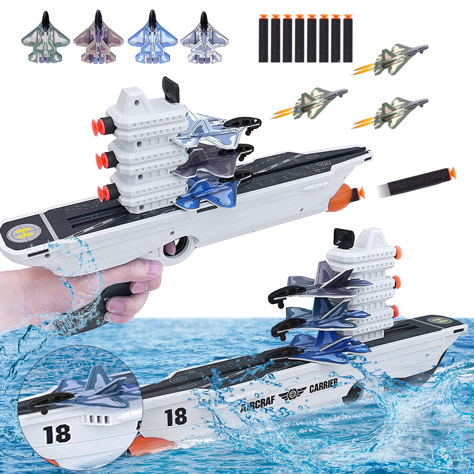 Buy Crelloci Aircraft Carrier Airplane Toy Battleship 2 in 1Playset ...