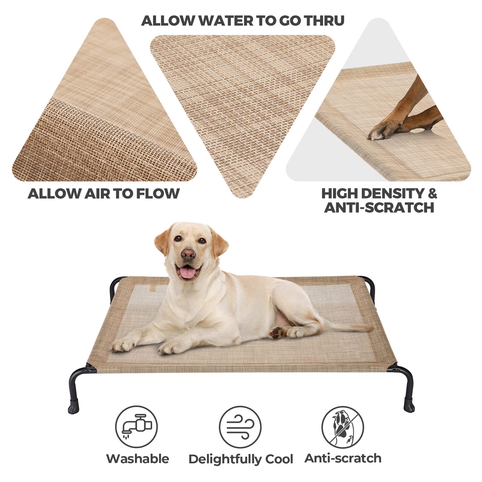 Veehoo Outdoor Elevated Dog Bed, Cooling Raised Dog Cots Beds with No ...