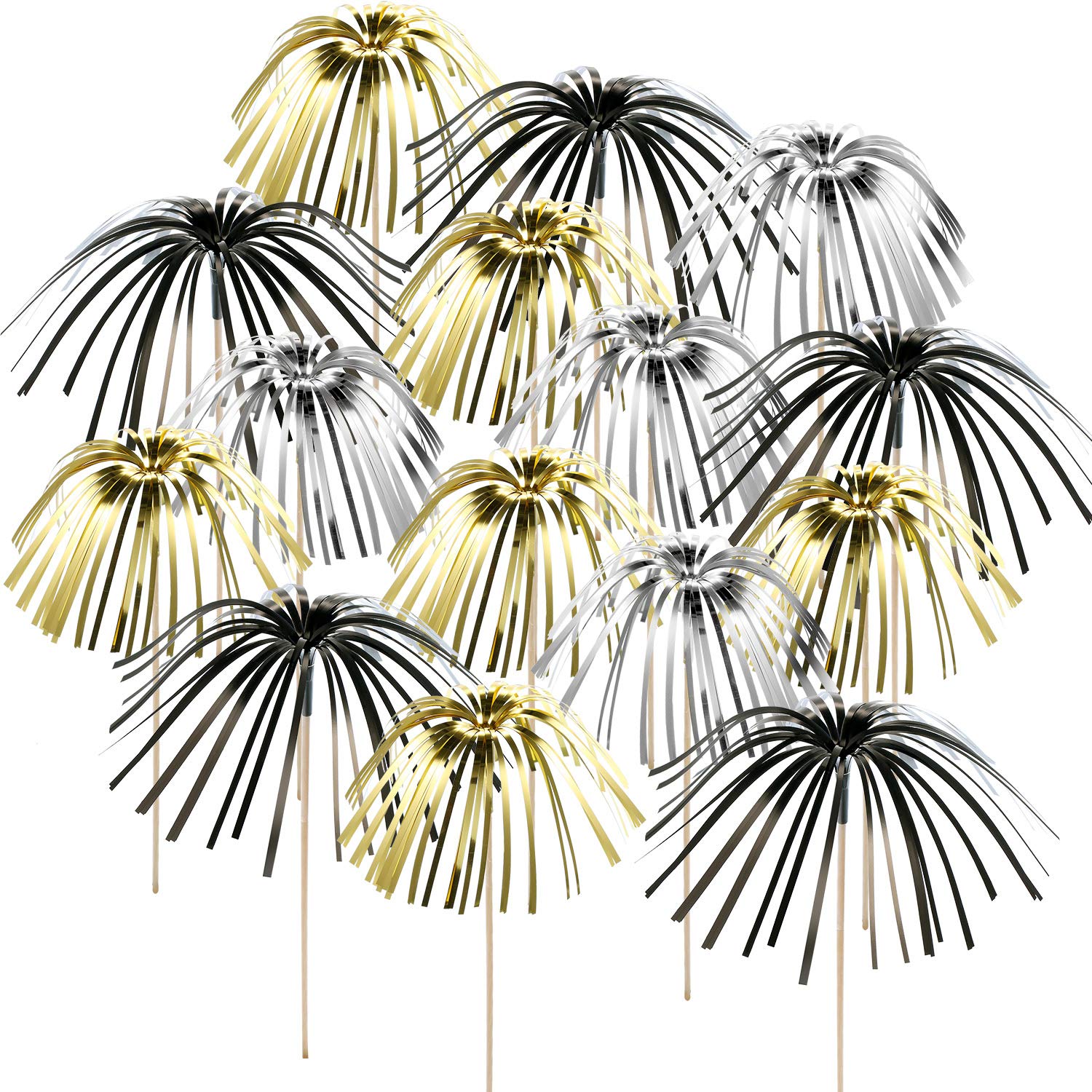 Amazon.com: 100 Pieces Firework Cupcake Toppers Graduation Foil Frill ...