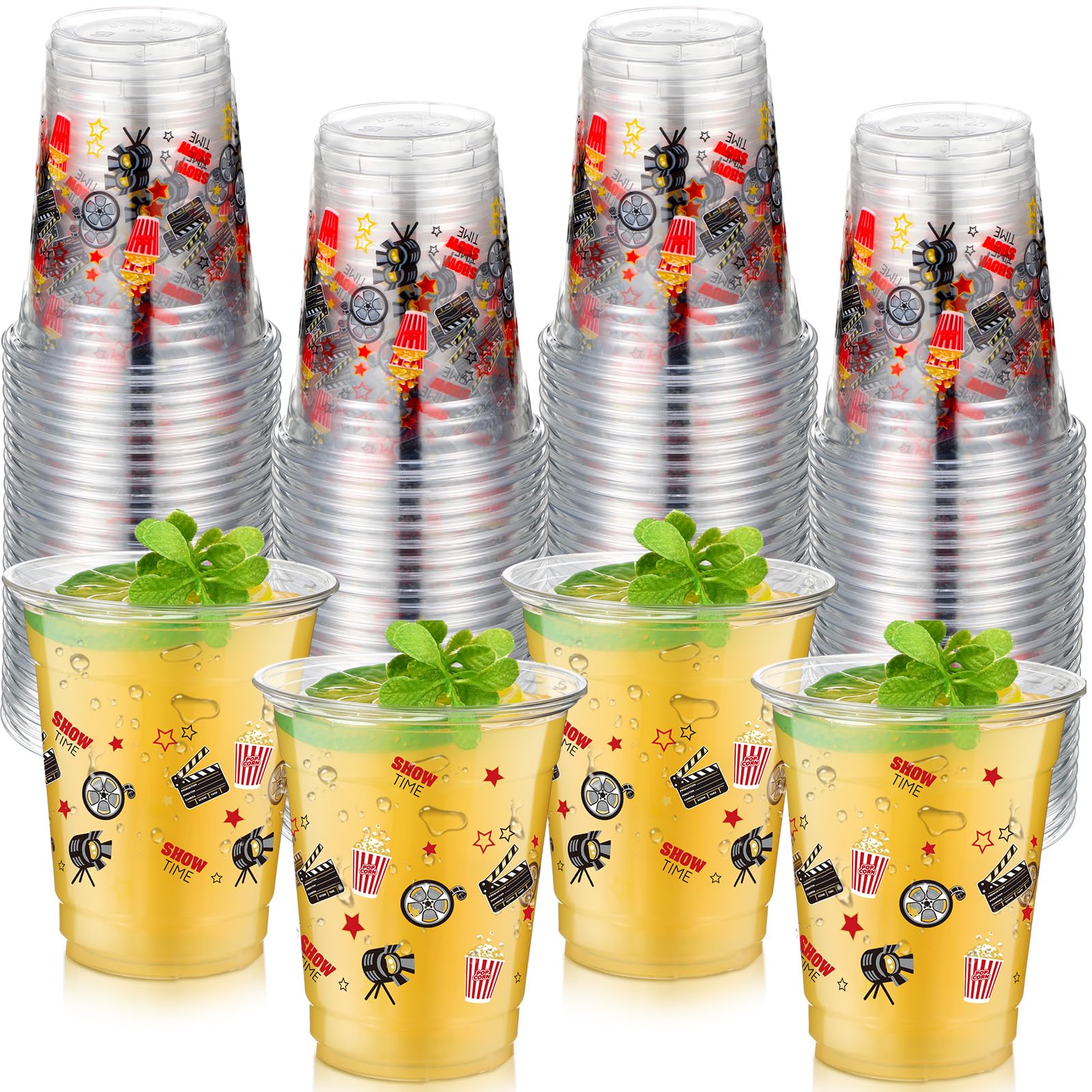 Amazon.com: Sliner 50 Pcs Movie Night Cups 12 oz Plastic Movie Theme ...