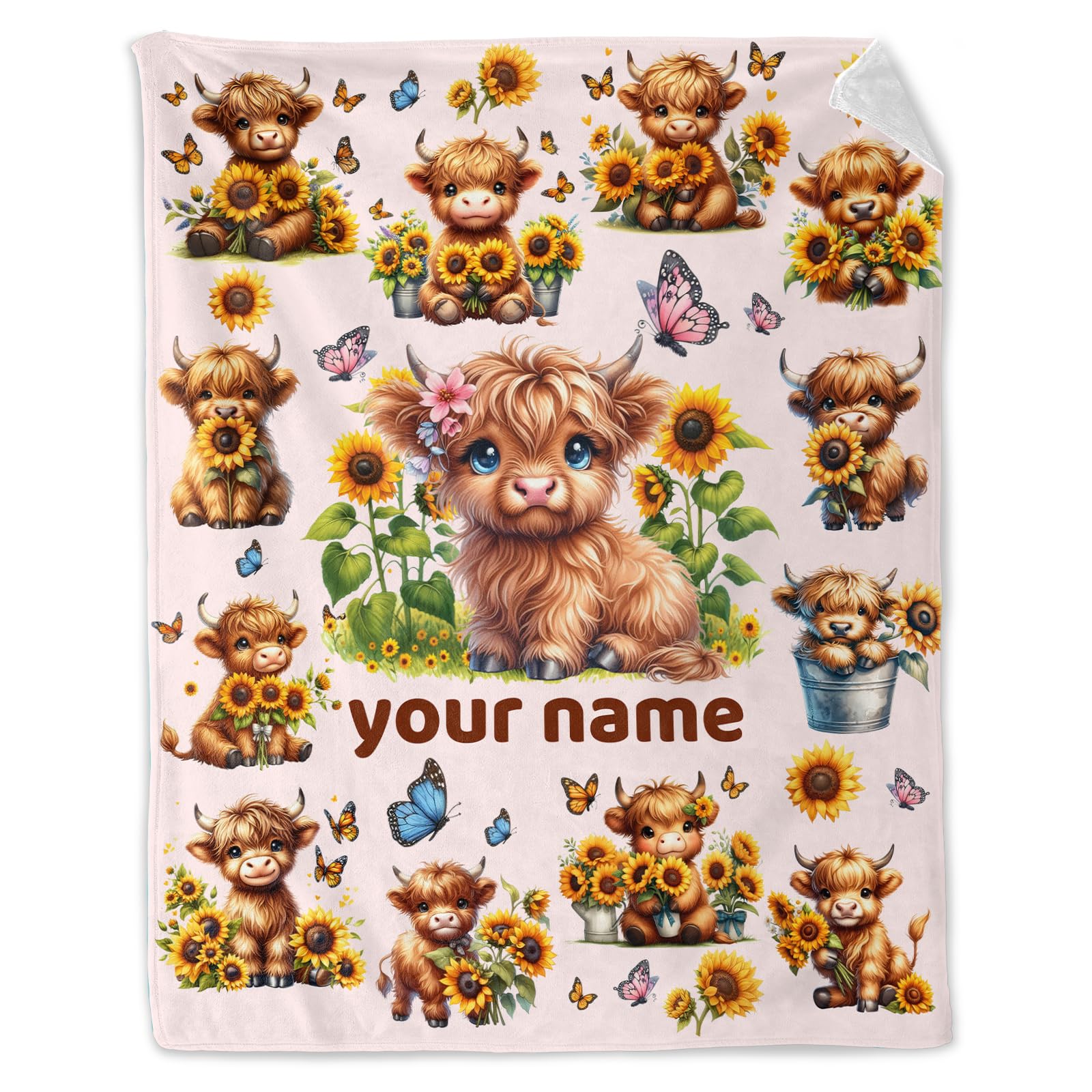 Amazon.com: Personalized Highland Cow Gifts for Kids - 30 x 40 Inches ...