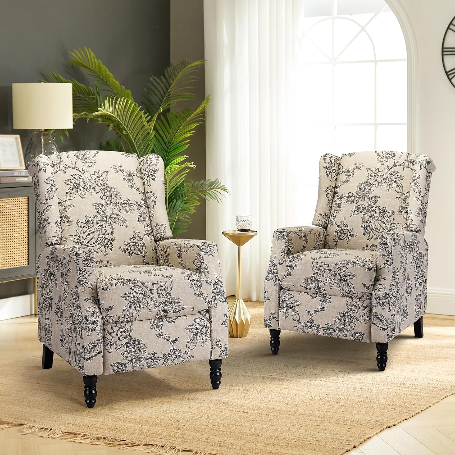 Amazon.com: Tina's Home Wingback Recliner Chair, Traditional Push Back ...
