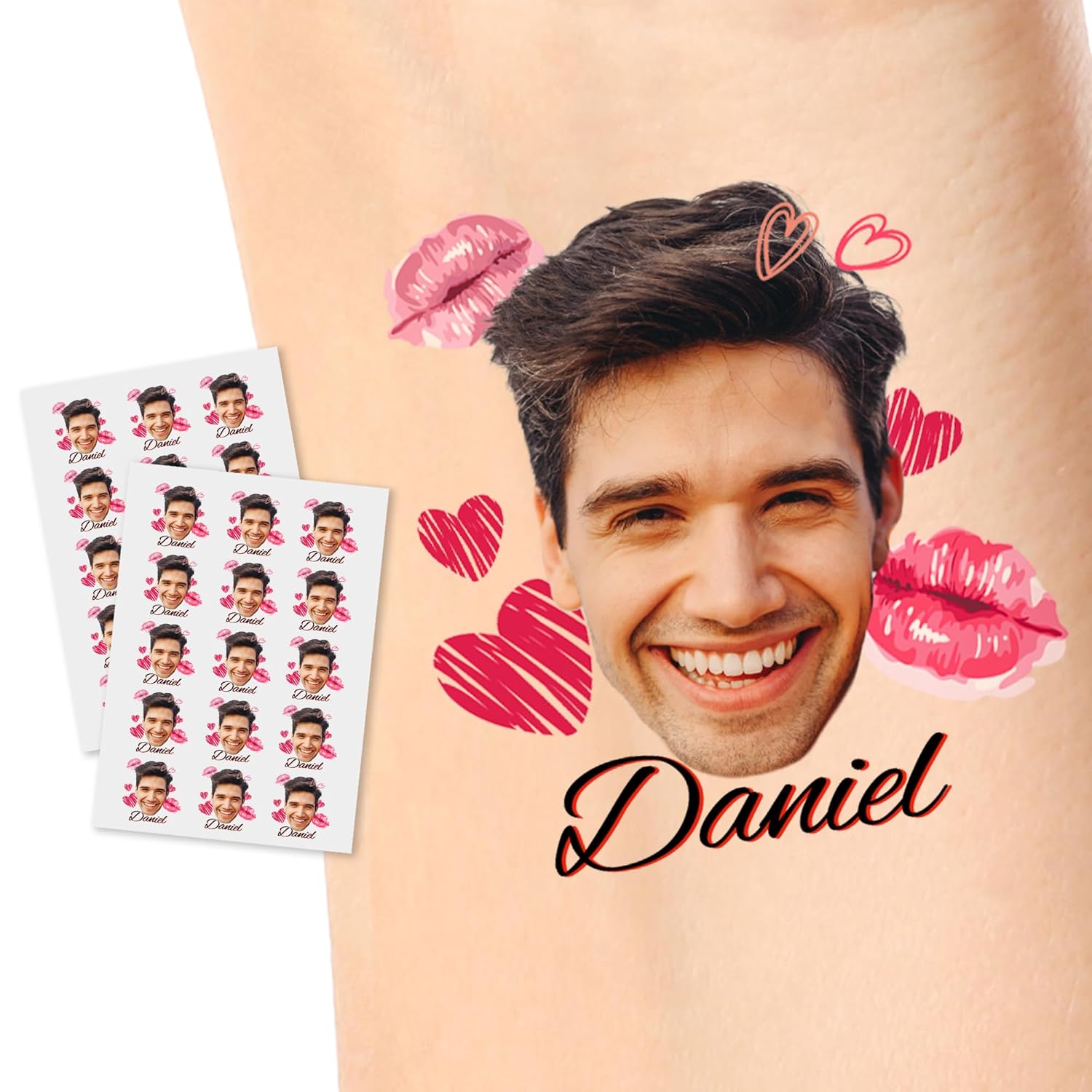 Amazon.com : Personalized Temporary Tattoos, Custom Face Tattoos for ...