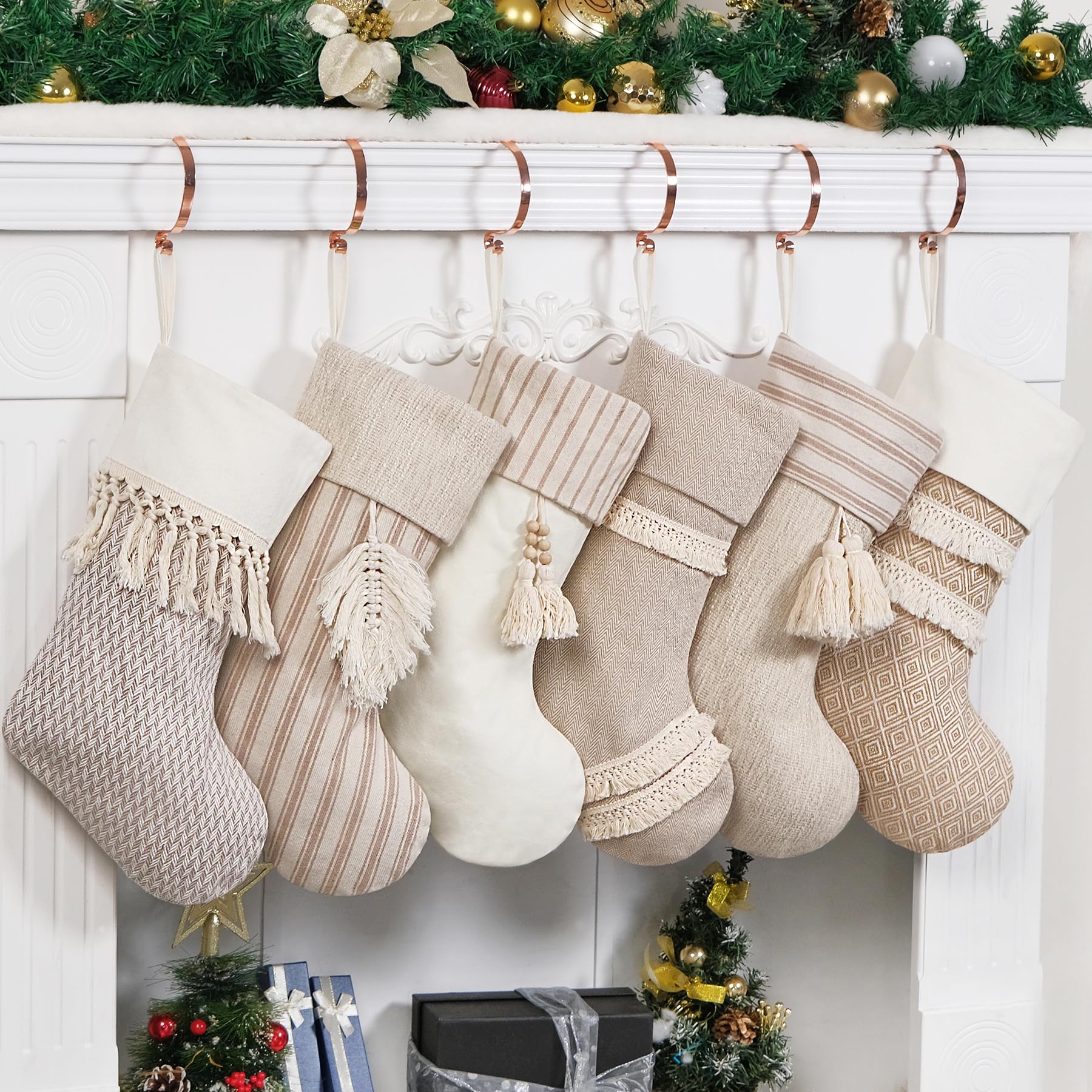 Amazon.com: GEX 2024 Christmas Stockings 6 Pack for Family 20" Large Rustic Farmhouse Country ...
