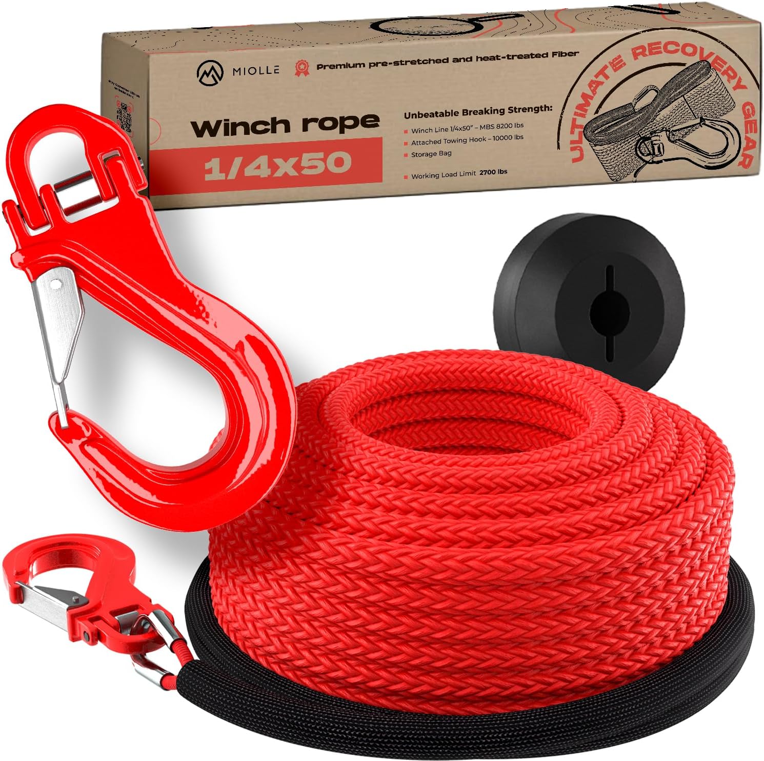 Amazon.com: Miolle Synthetic Winch Line Cable Rope for ATV, UTV, Snow ...