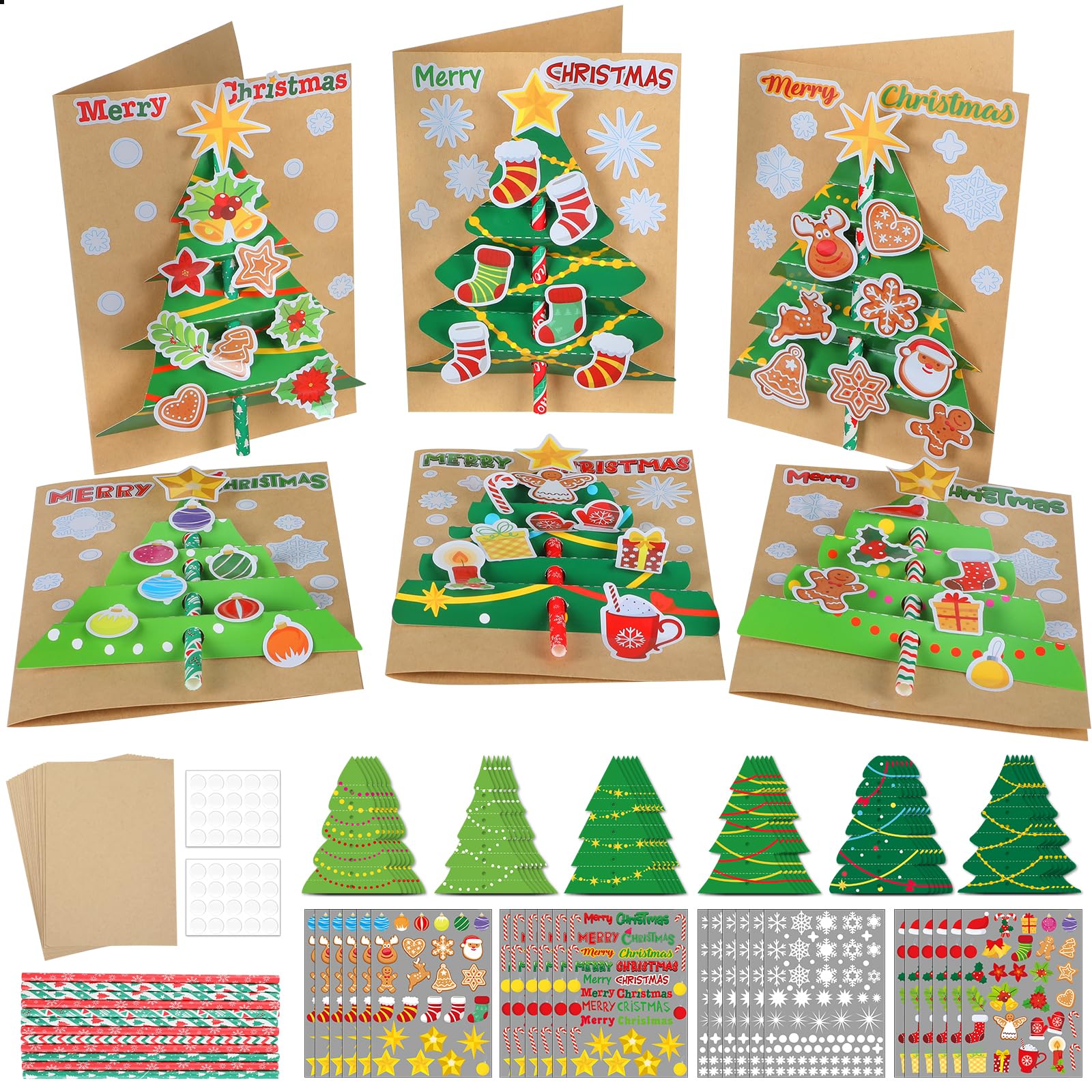 Amazon.com: Justforjoyful 24 Sets Christmas Card Making Craft Kit for ...