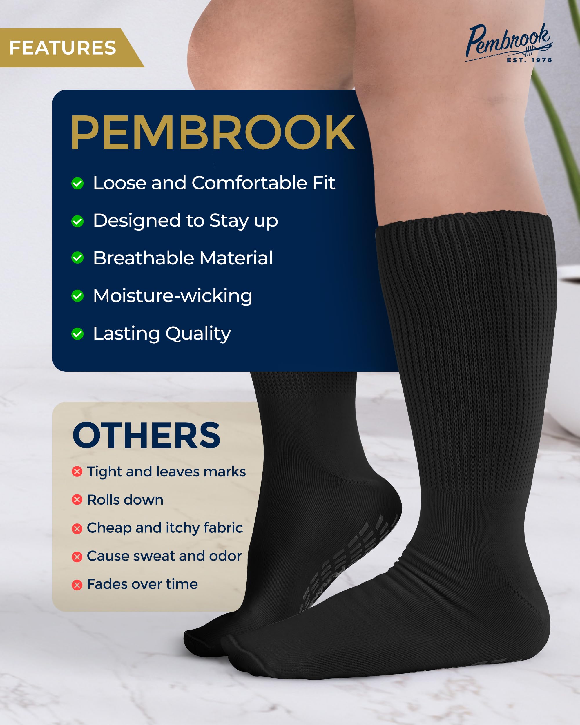 Snapklik.com : Pembrook Extra Wide Socks For Swollen Feet