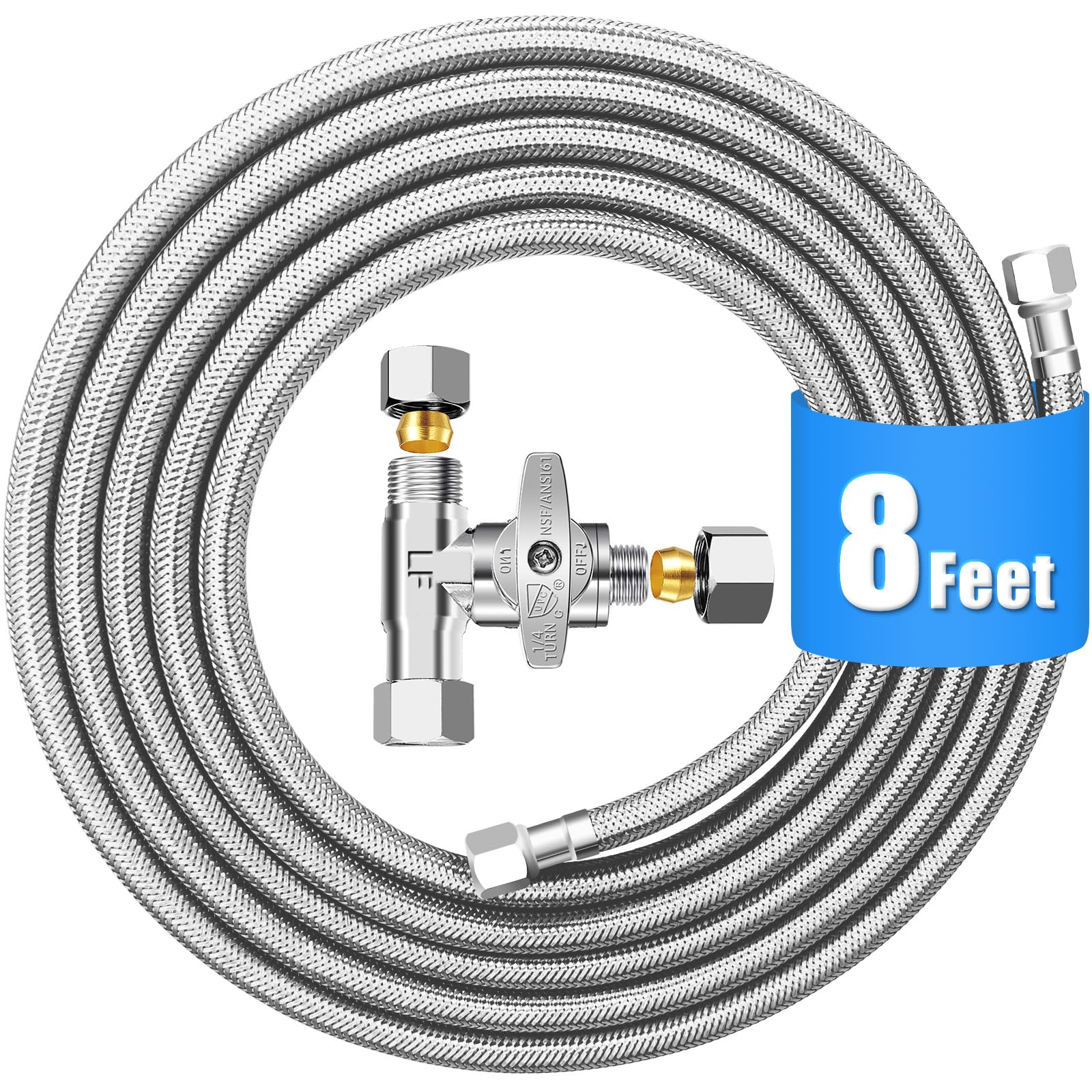 Amazon.com: Refrigerator Water Line Kit - 8FT Stainless Steel Braided ...