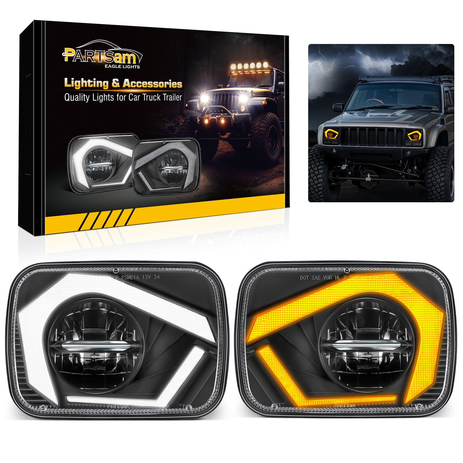 Amazon.com: Partsam 2025 H6054 LED Headlights 7x6 5x7 Headlamp Hi/Low ...