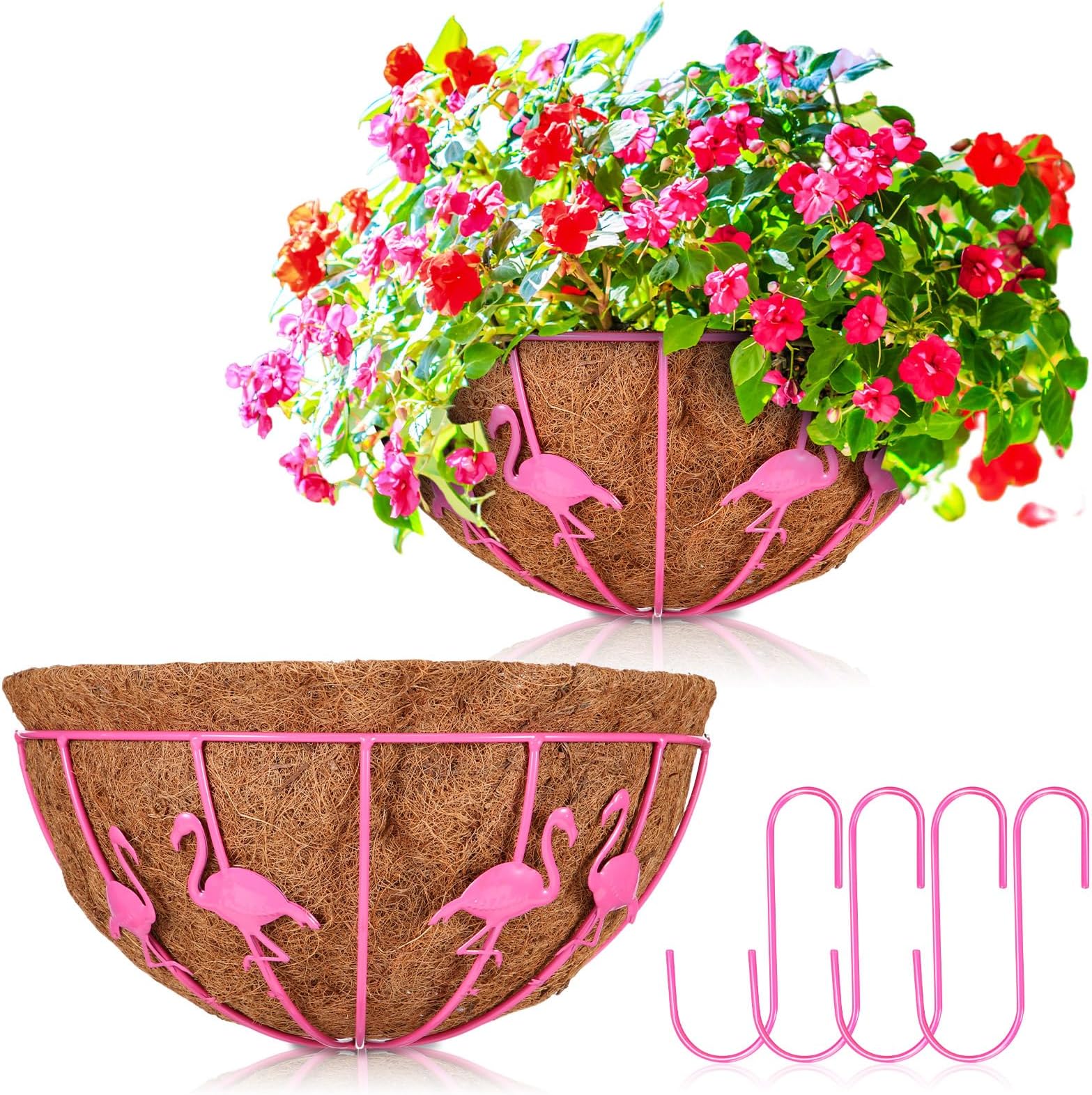 Amazon.com: MorTime Flamingo Bird Planter, Pink Metal Flamingo with ...