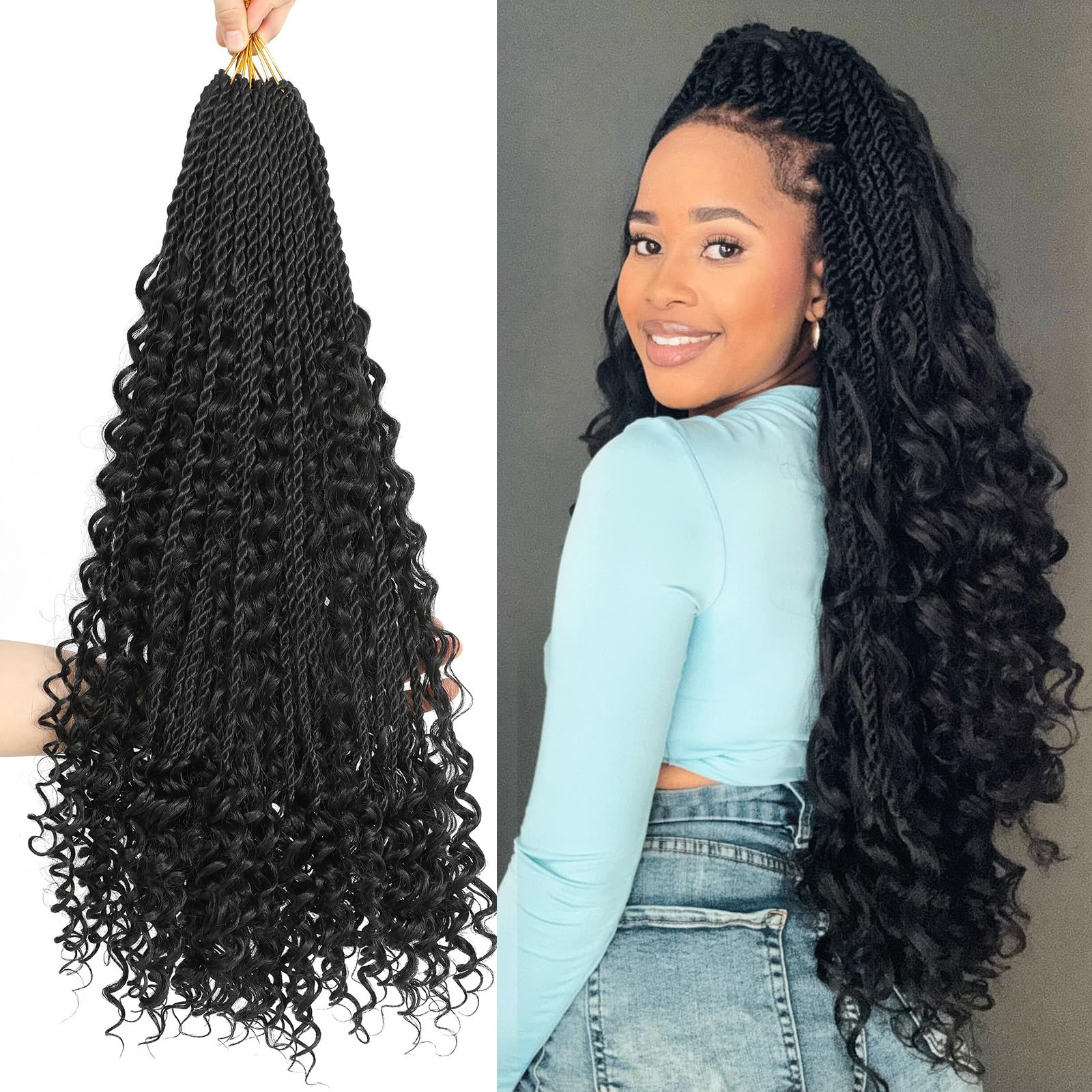 Amazon.com : Senegalese Twist Crochet Hair with Curly Ends - 24 Inch ...