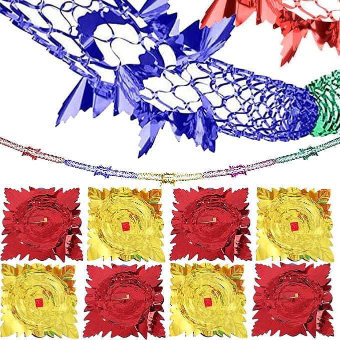 8 pcs Christmas Hanging Decorations,Multi Coloured Foil Garland Festive ...