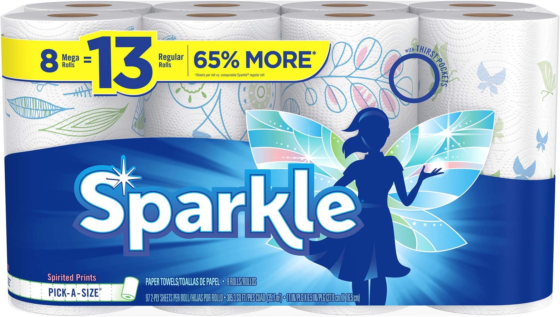Amazon.com: Sparkle Pick-A-Size Paper Towels, Spirited Prints, 6 Double ...