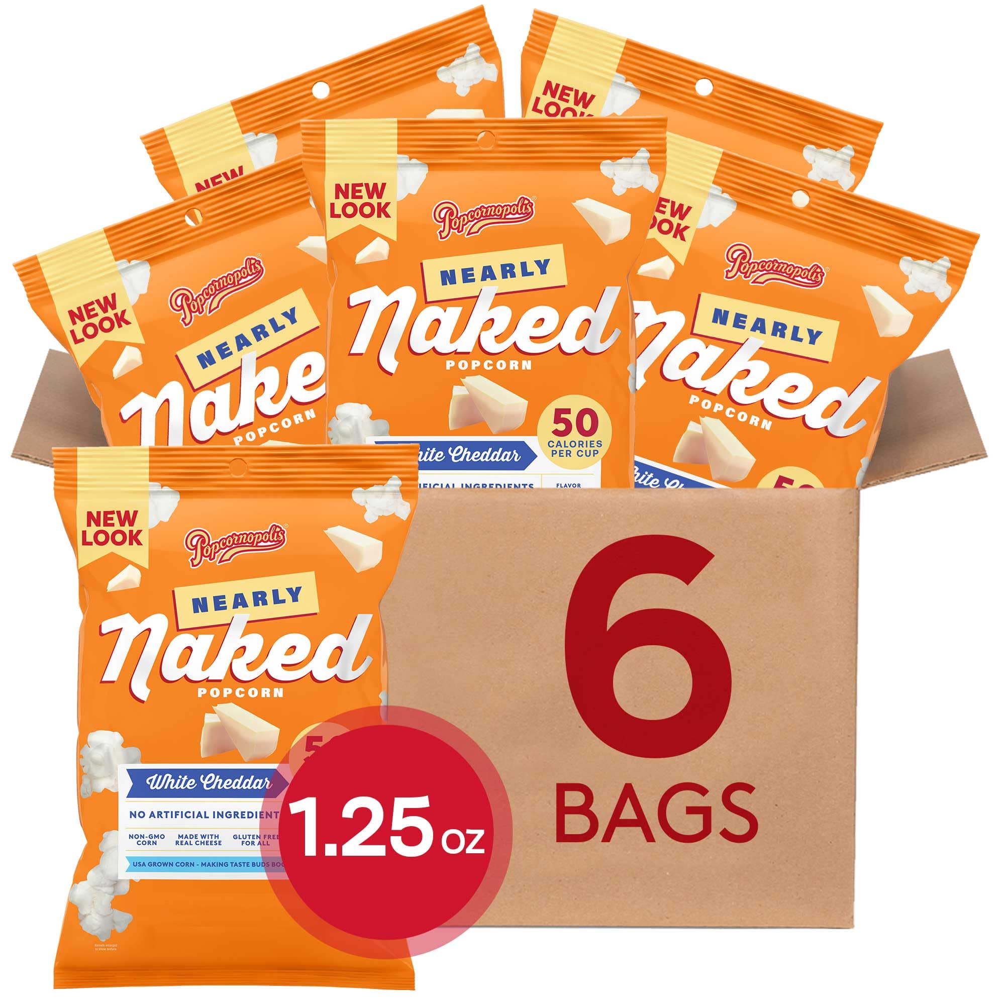 Amazon.com: Popcornopolis Nearly Naked 6 ct, 1.25 oz Case, White ...