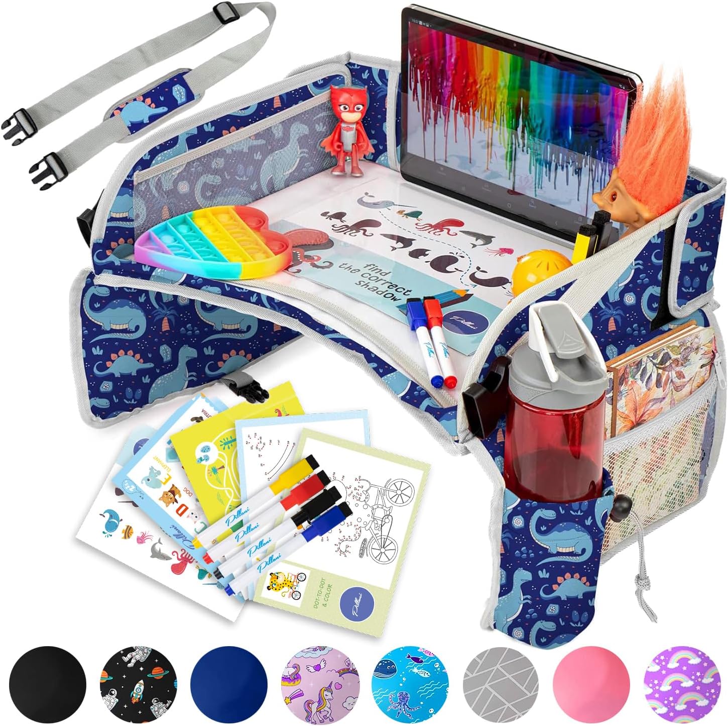 Amazon.com: PILLANI Kids Travel Tray for Car - Car Seat Tray for Kids ...