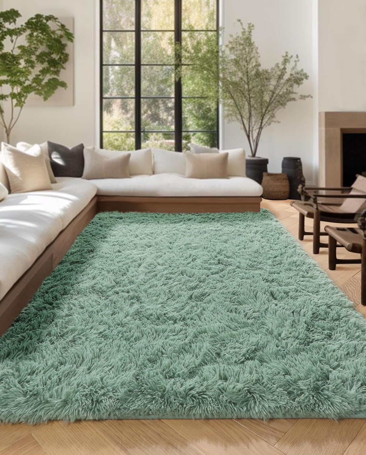Amazon.com: PAGISOFE Machine Washable Sage Green Rugs for Living Room ...