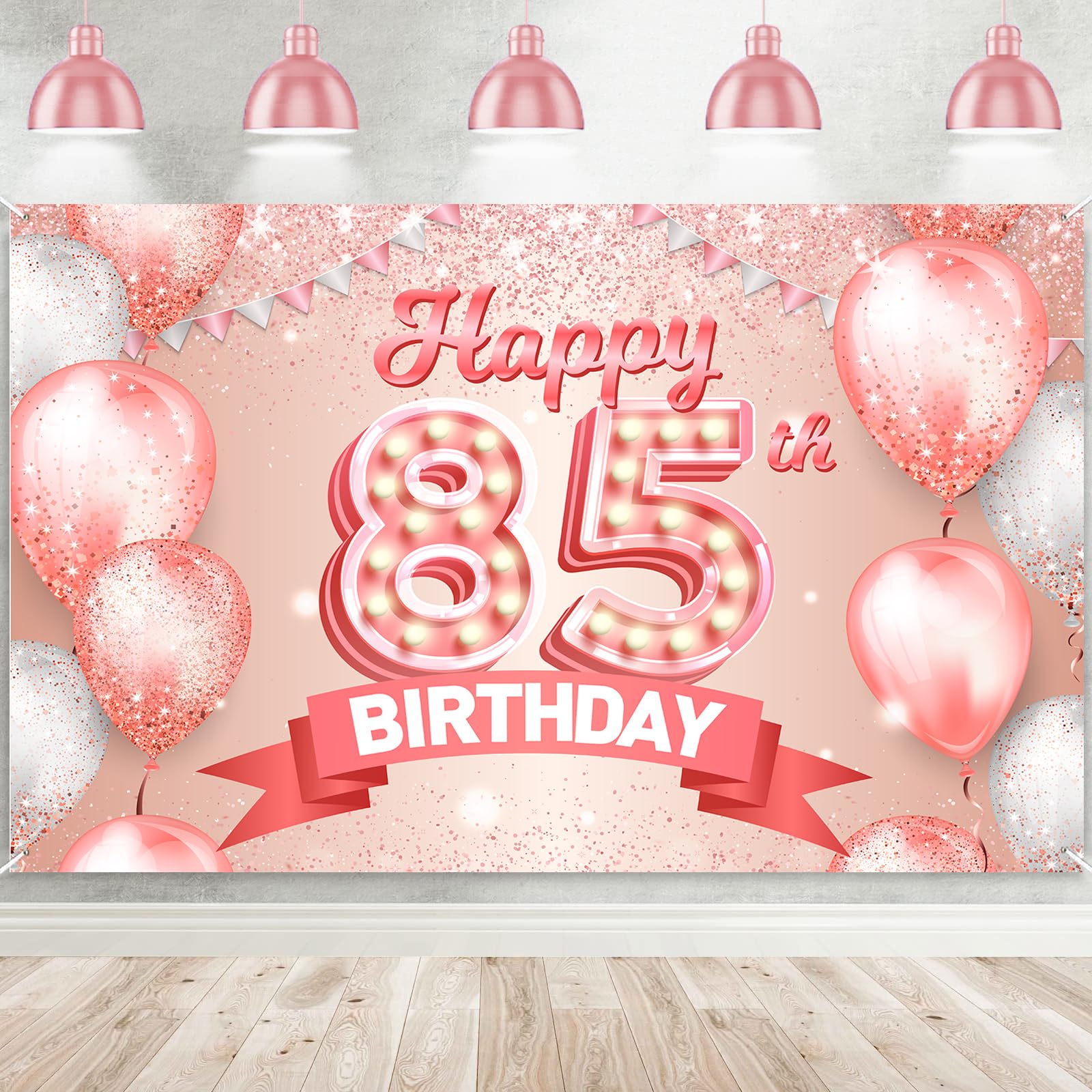 Amazon.com: Happy 85th Birthday Rose Gold Banner Cheers to 85 Years Old ...