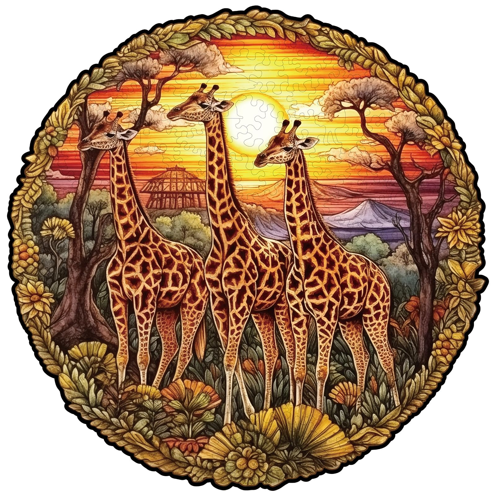 Amazon.com: Blumuze Wooden Jigsaw Puzzle, The Giraffe Family Puzzle, 13 ...