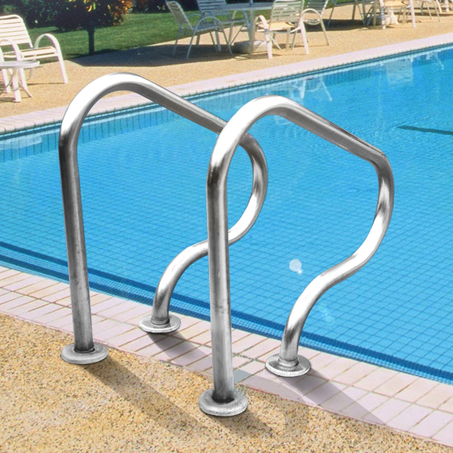 Staircase Handrails Pool Hand Rail, 2 PCS Swimming Pool Hand Rail for ...