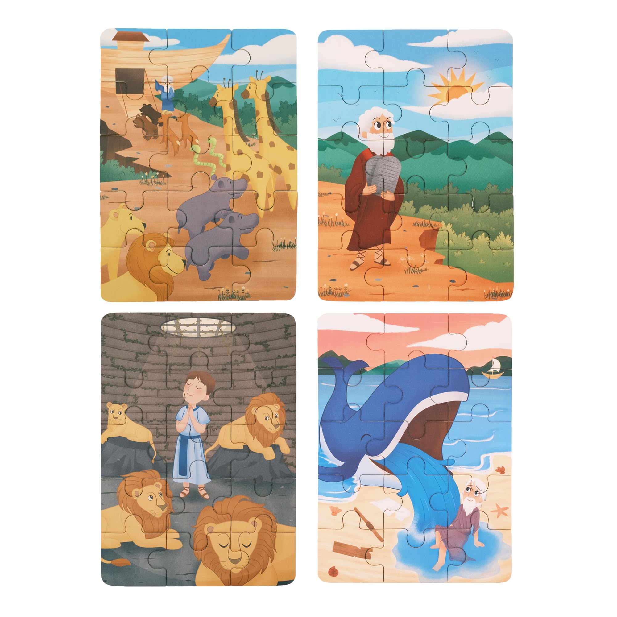 Amazon.com: PEYO PALS Bible Themed 4-in-1 Wooden Jigsaw Puzzles in Box ...