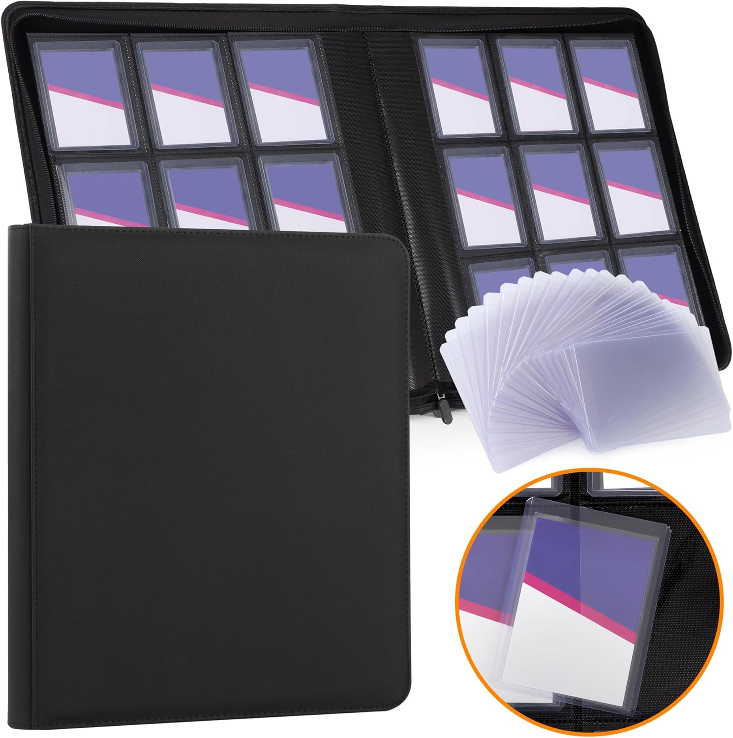 Amazon.com: Zettokete Top Loader Binder 9 Pocket Holds 288 Cards ...