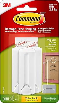 Command Wire Back Hangers, Holds up to 3 lb, 3 Hangers with 6 Command ...