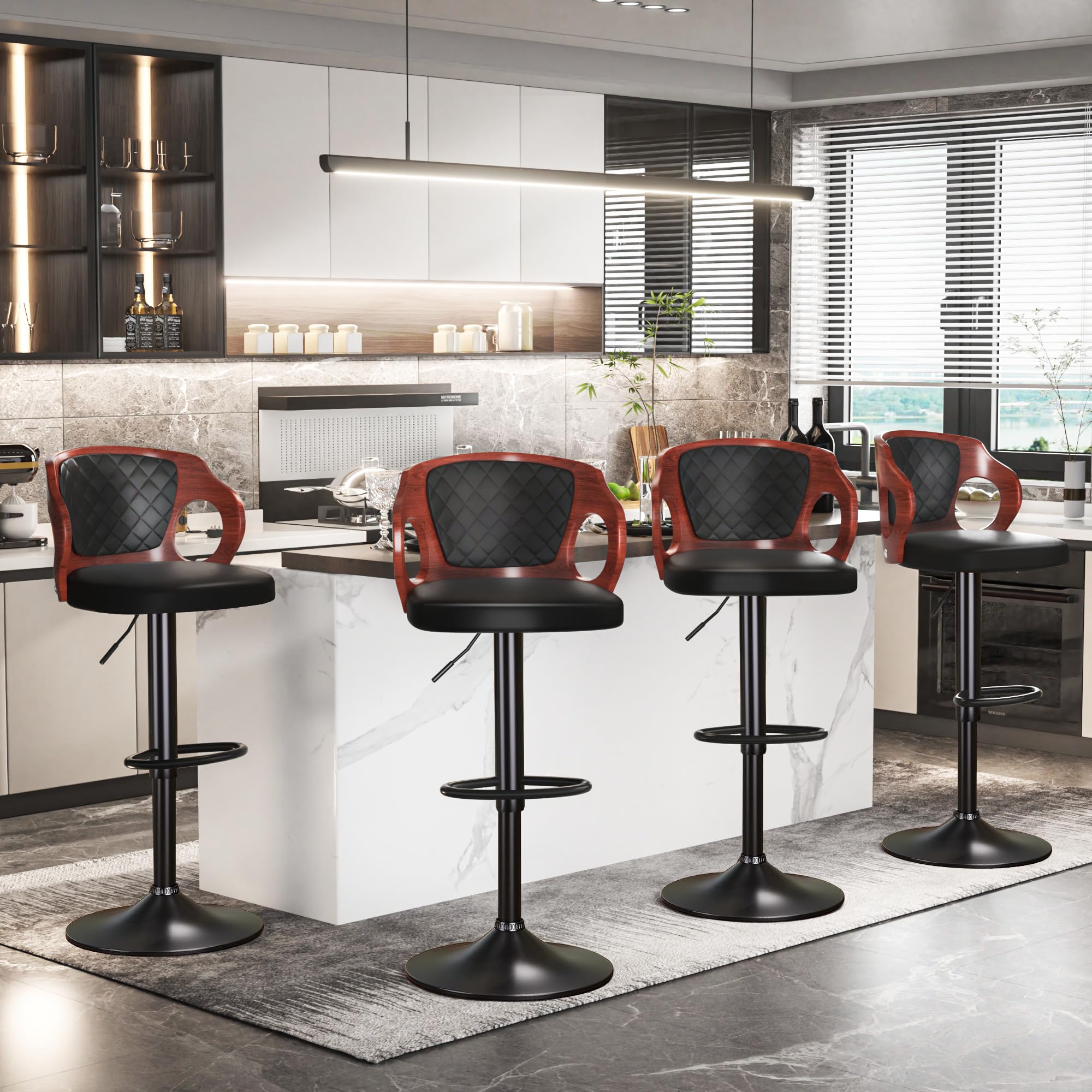 Amazon.com: VECELO Bar Stool Set of 4,Kitchen Island Stools with ...