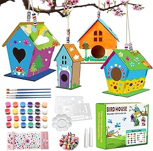 Amazon.com: Col-Pary 4 Pack Birdhouse Crafts, Buildable DIY Birdhouse ...