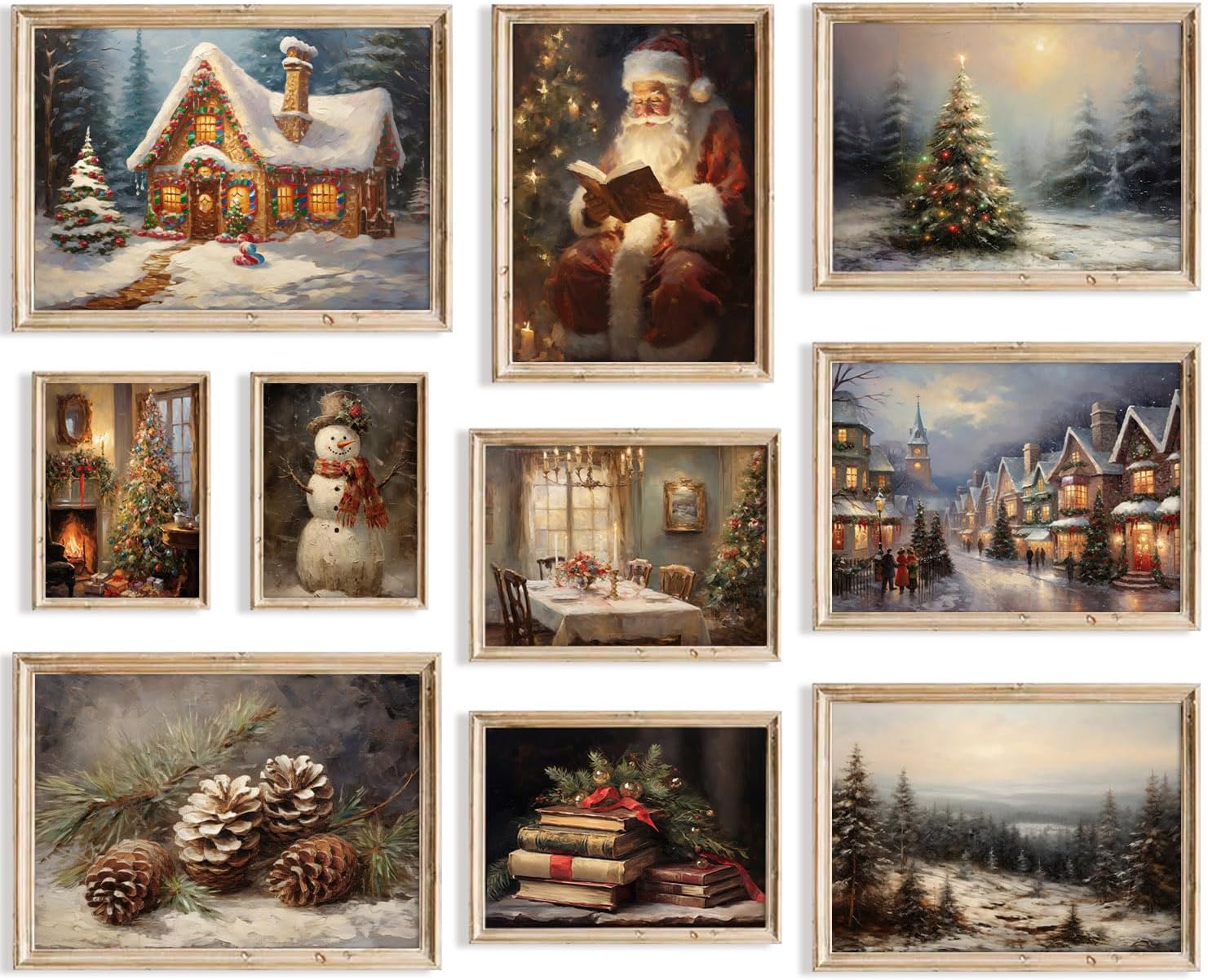 Amazon.com: KBKBART Christmas Wall Art Prints Set of 10, Winter ...