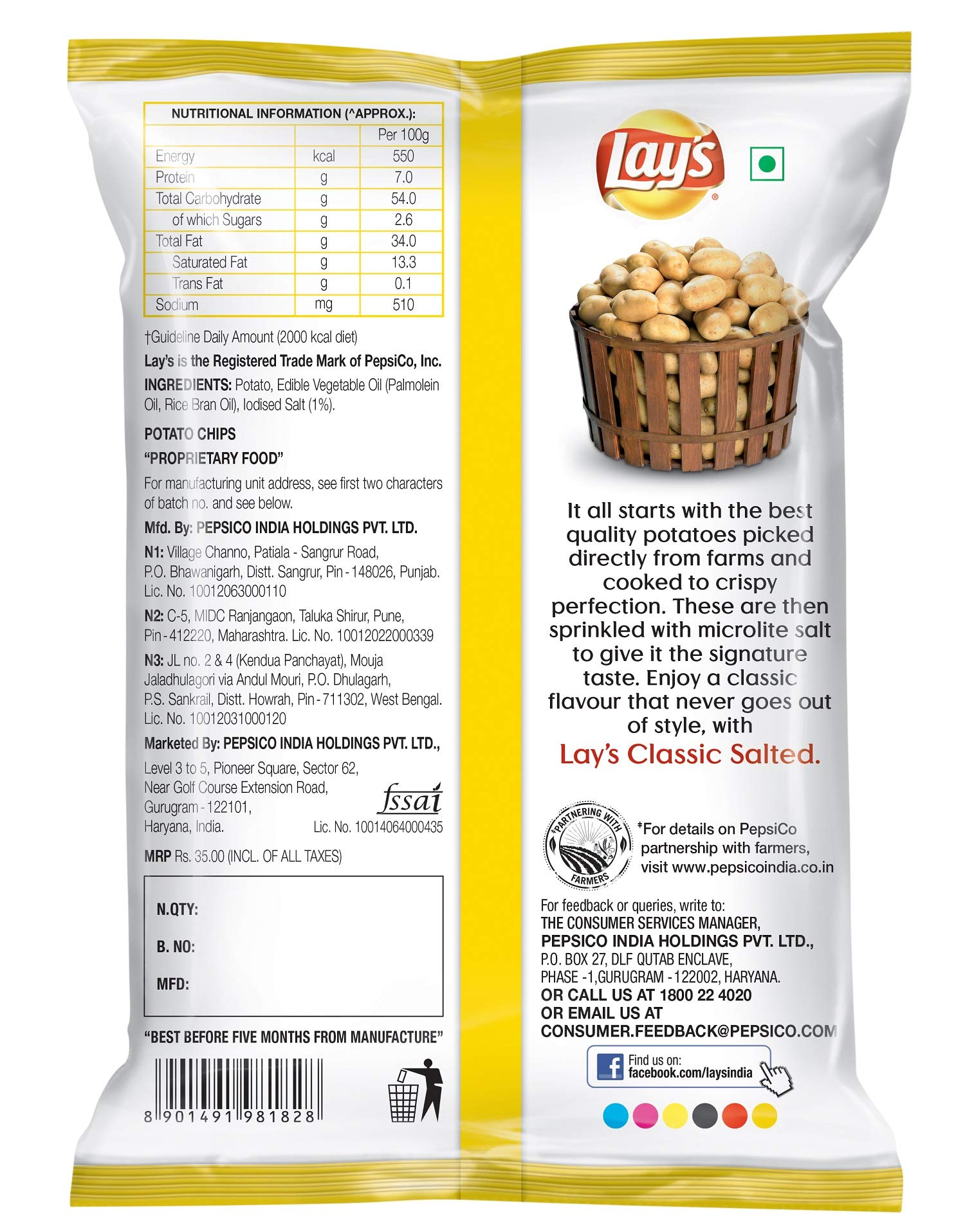 Lays Potato Chips Front And Back Lay's New Honey Butter Flavoured