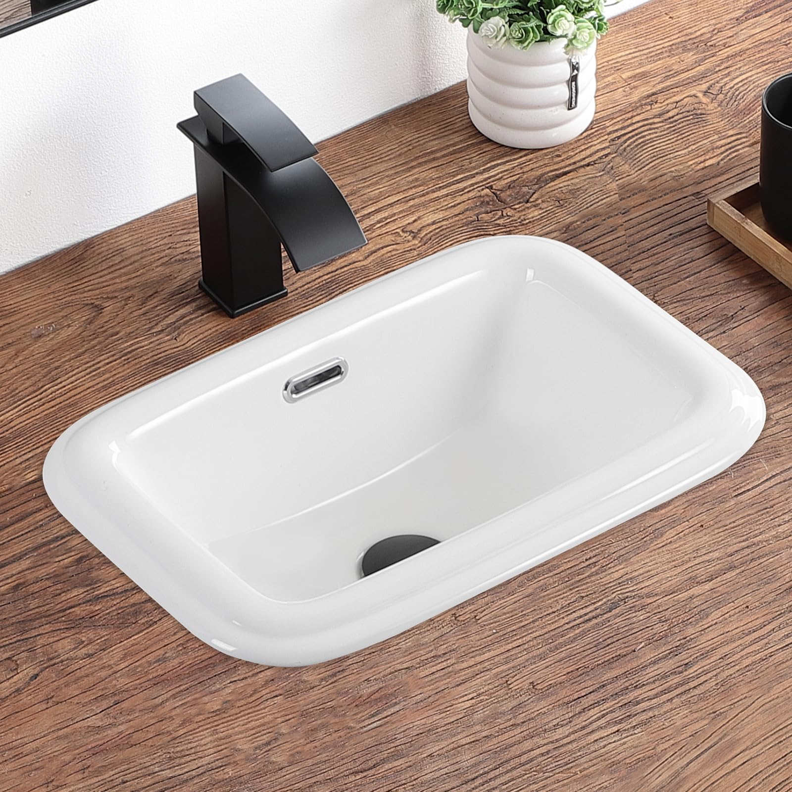 KARAMAG Bathroom Vessel Sink 18 Inch Drop in Bathroom Sink Rectangular ...
