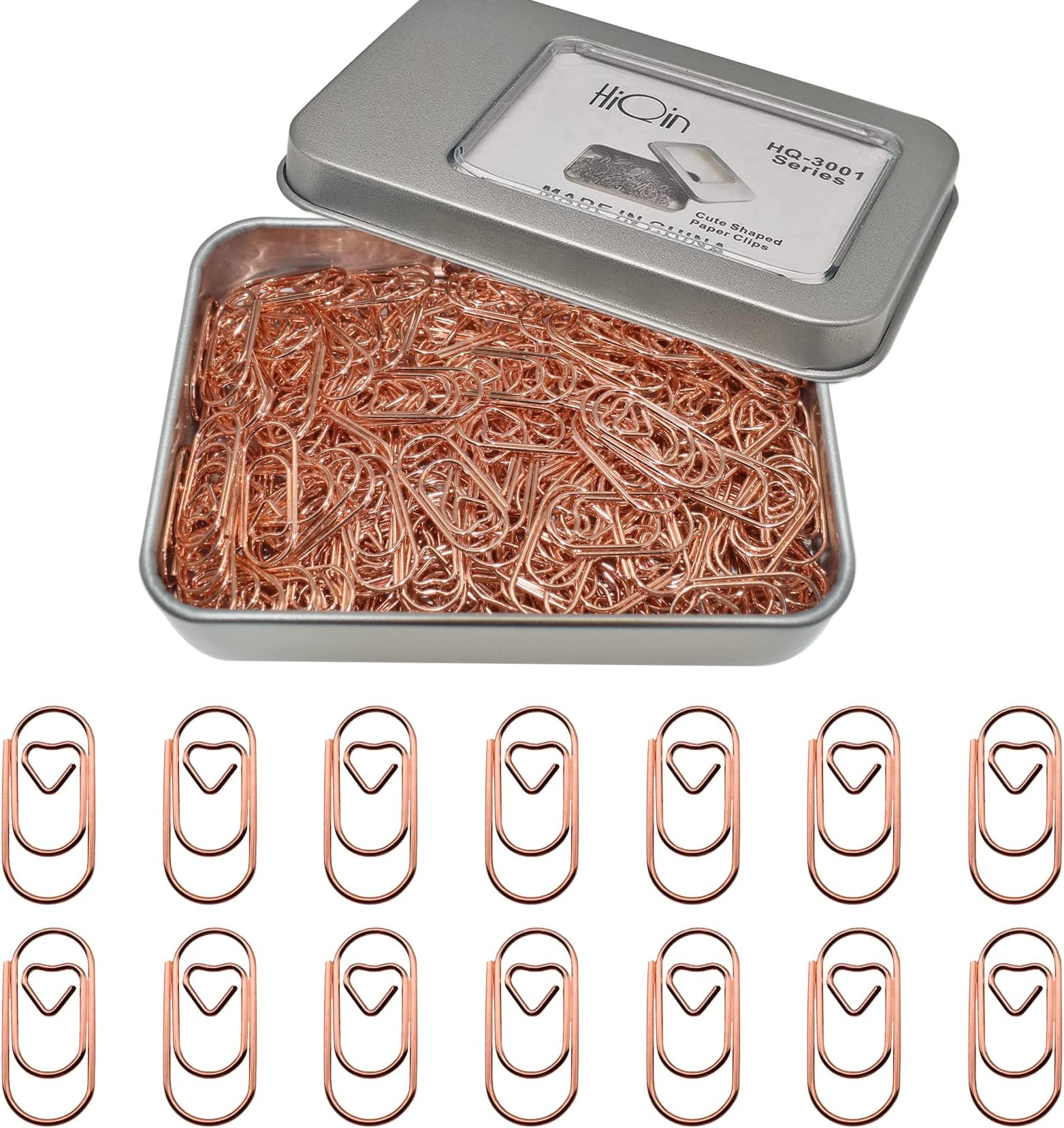 Amazon.com : 200 Pcs Small Paper Clips Rose Gold Heart Paper Clip ...