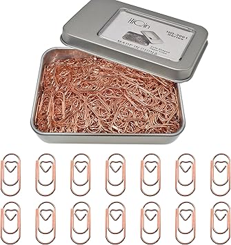 Amazon.com : 200 Pcs Small Paper Clips Rose Gold Heart Paper Clip ...