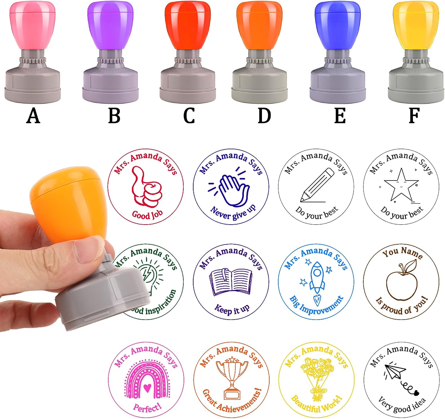 Custom Teacher Stamp Self Inking Round Personalised Teacher Stamps for ...