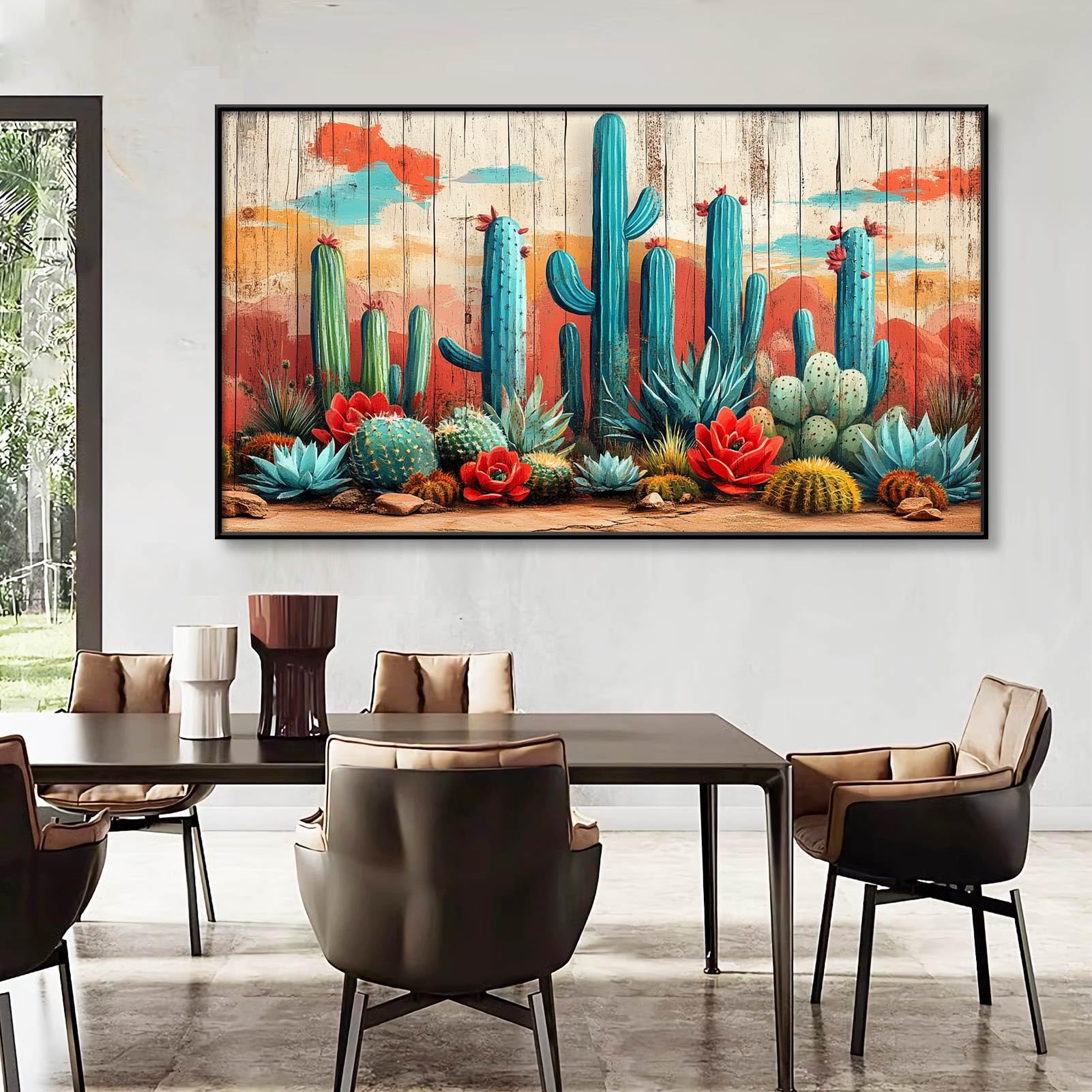Amazon.com: Saguaro Cactus Canvas Wall Art, Cactus Wall Decor, Colorful ...