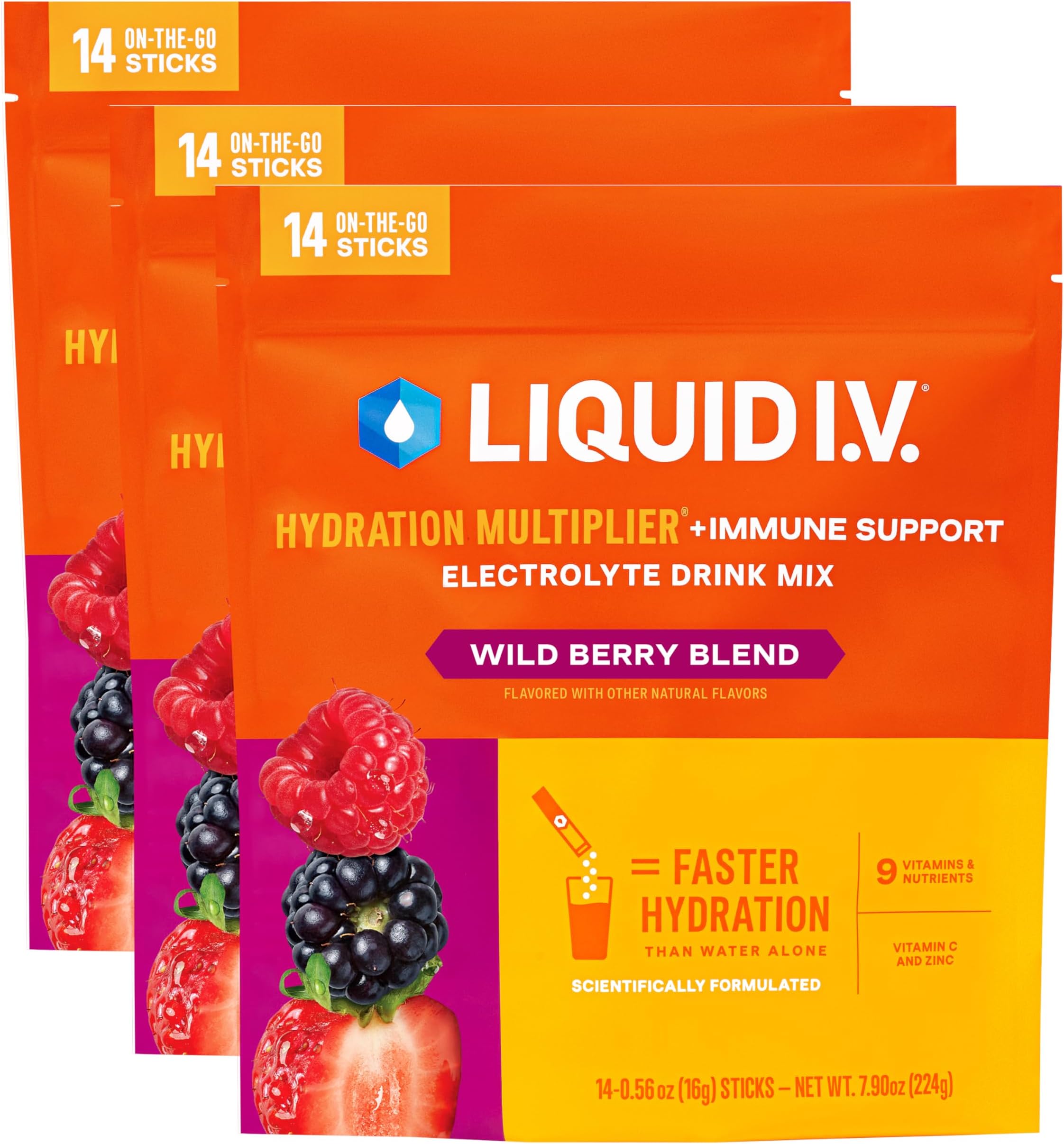Amazon.com: Liquid I.V.® Hydration Multiplier® +Immune Support - Wild ...