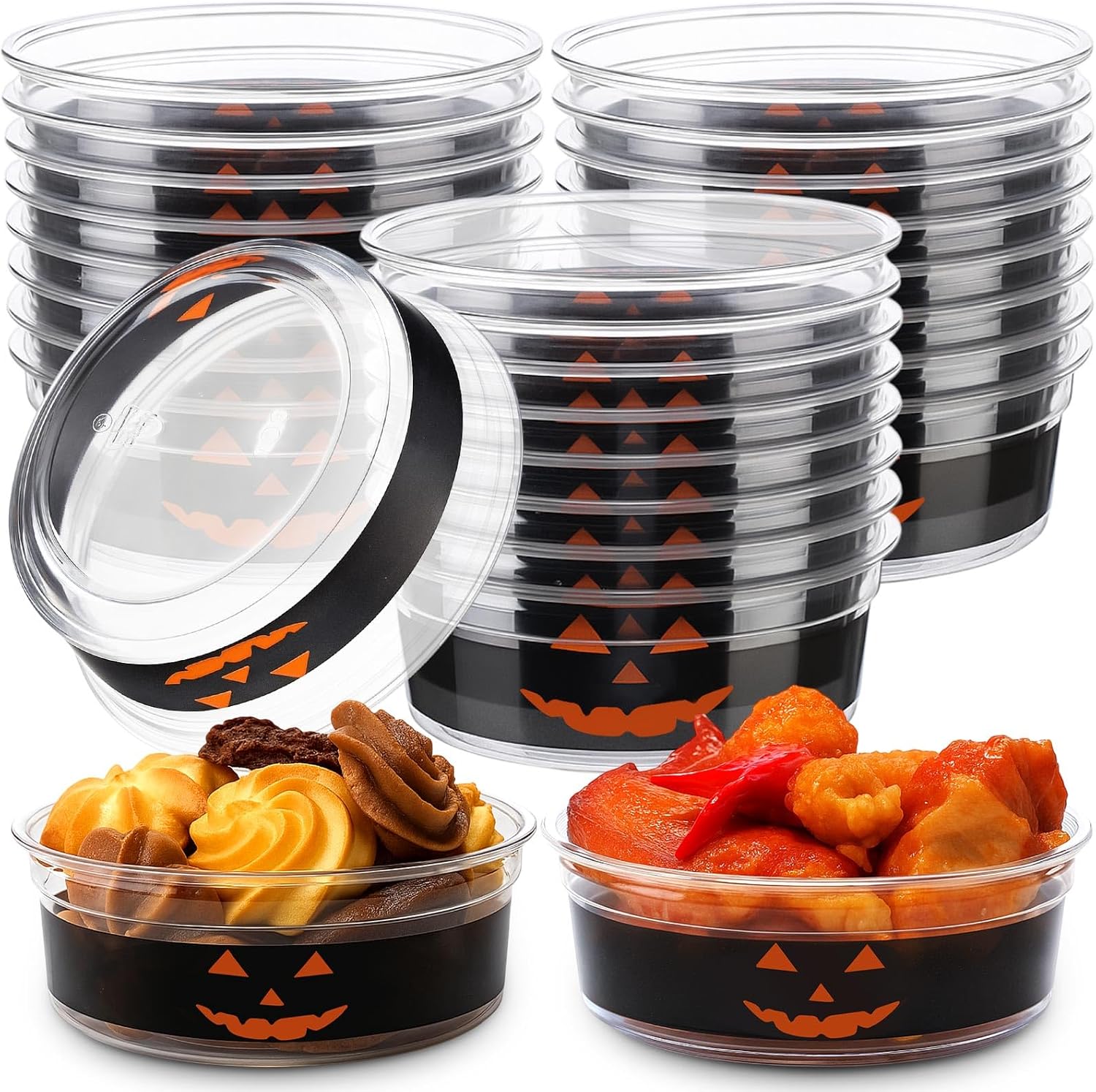 Amazon.com | Mimorou 50 Pcs Halloween Candy Bowl Clear Plastic Serving ...
