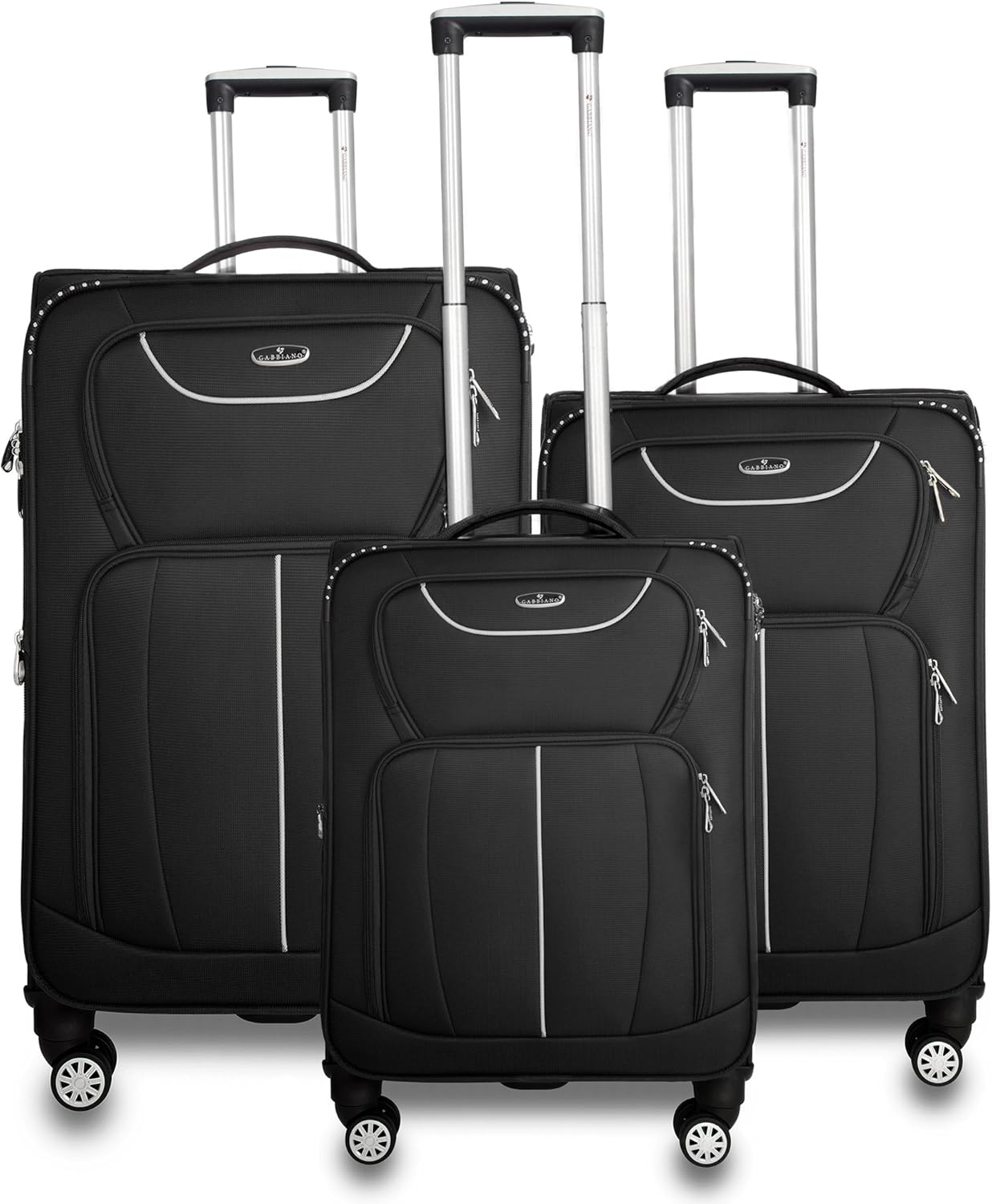 Amazon.com | Gabbiano Avon 3 Piece Softside Spinner Luggage Set (Black) | Luggage Sets