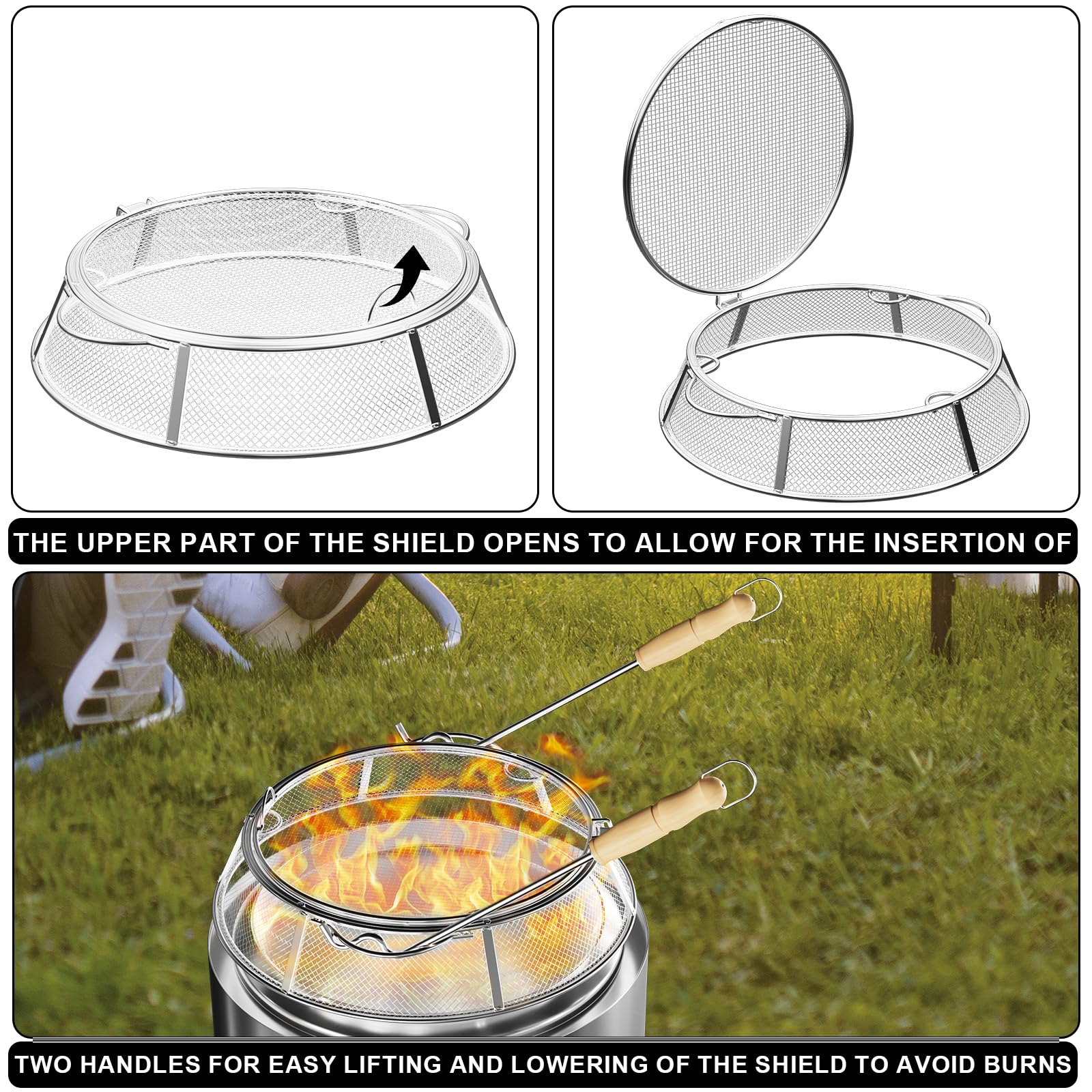 Fire Pit Spark Protector Screen Mesh for Solo Stove Bonfire Shield, Stainless Steel Protective ...