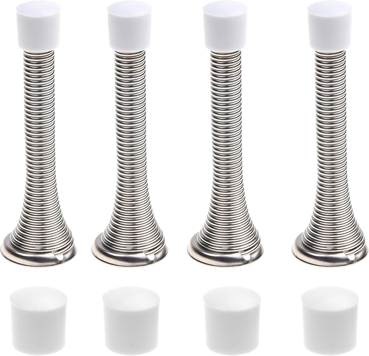 Kare & Kind 4X Spring Door Stoppers (Silver) - Screw-in Flexible Steel ...