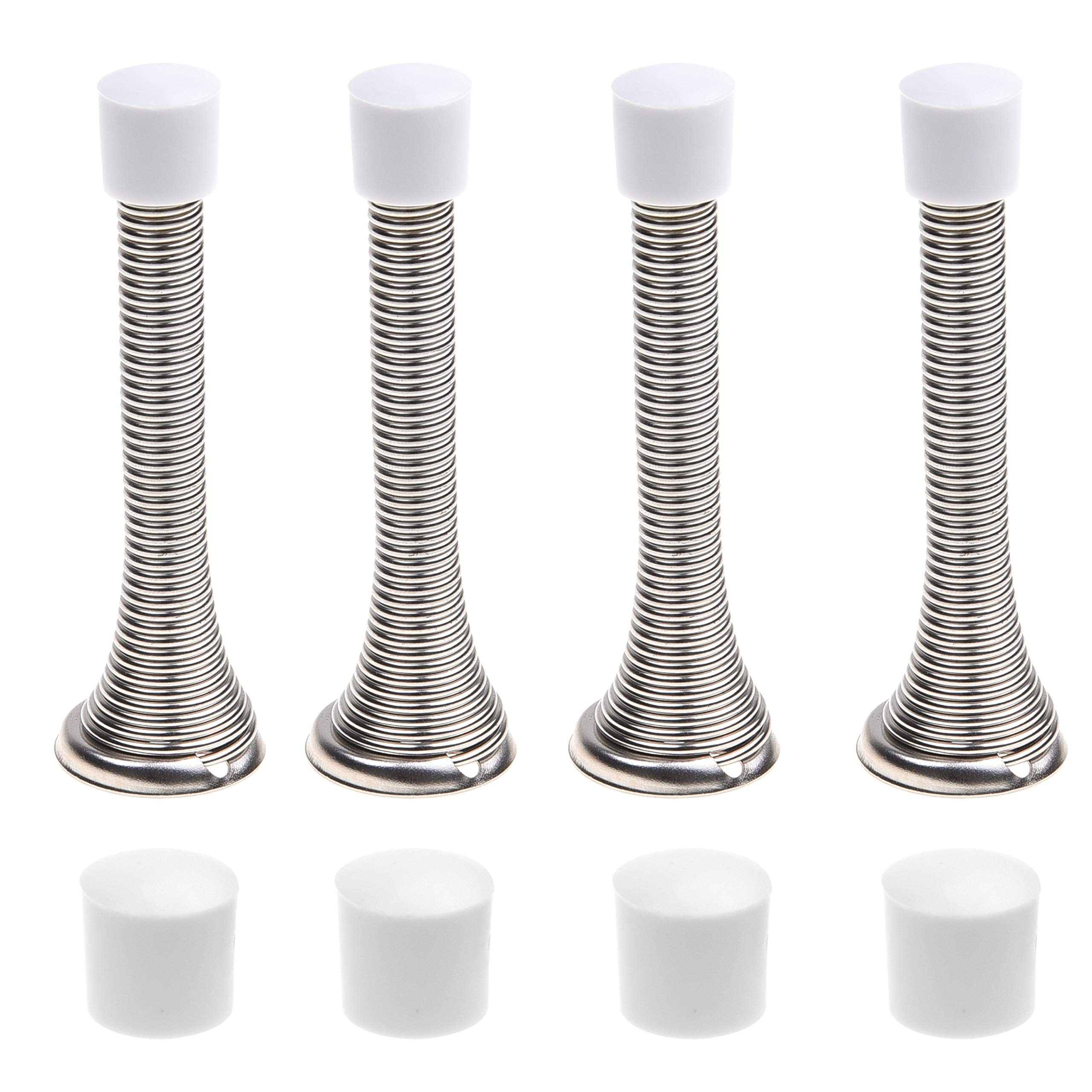 Kare & Kind 4X Spring Door Stoppers (Silver) - Screw-in Flexible Steel ...